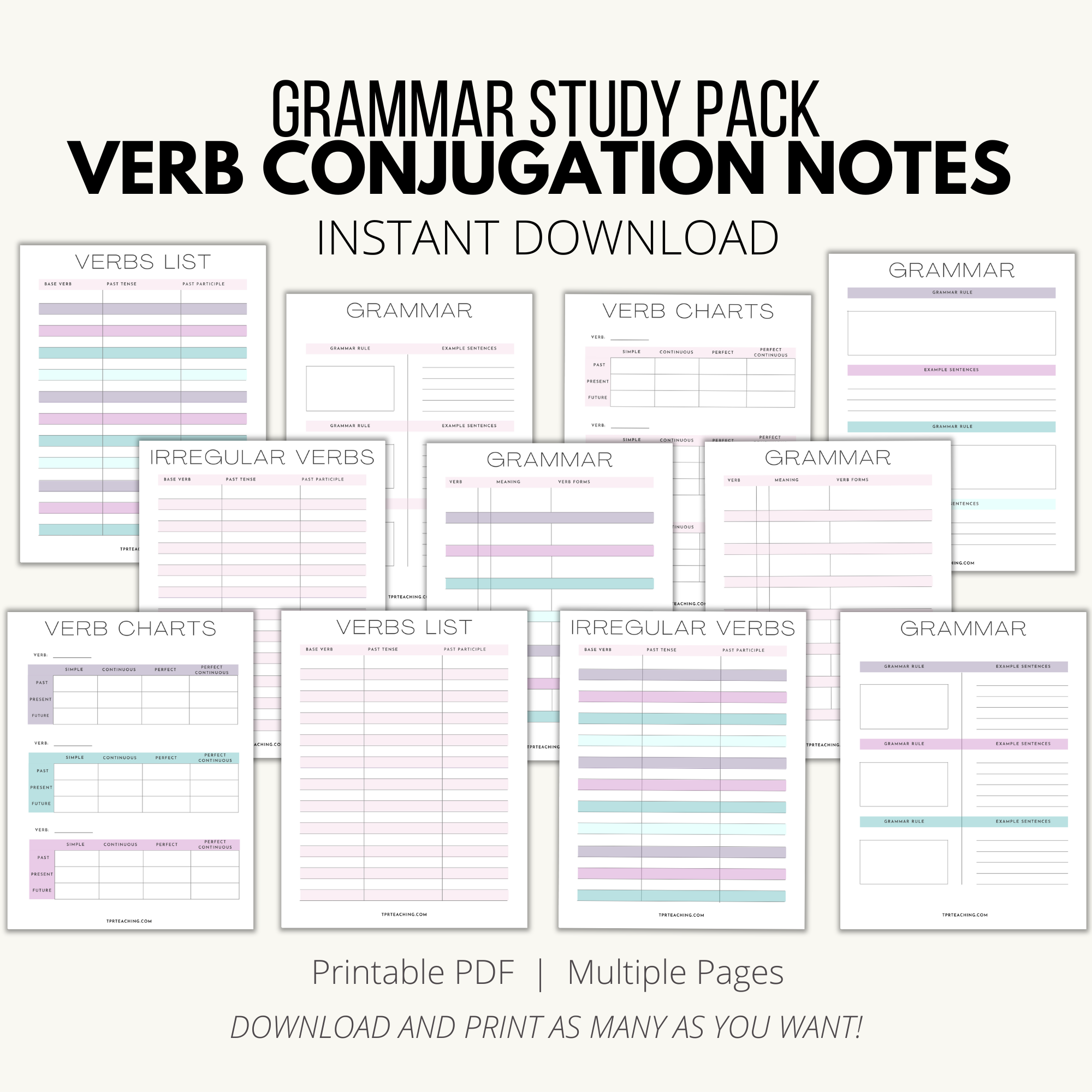 Grammar Verb Study Pack - Payhip