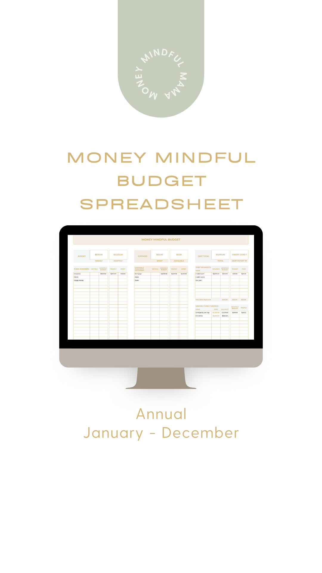 Money Mindful Budget Spreadsheet :: Annual - Payhip