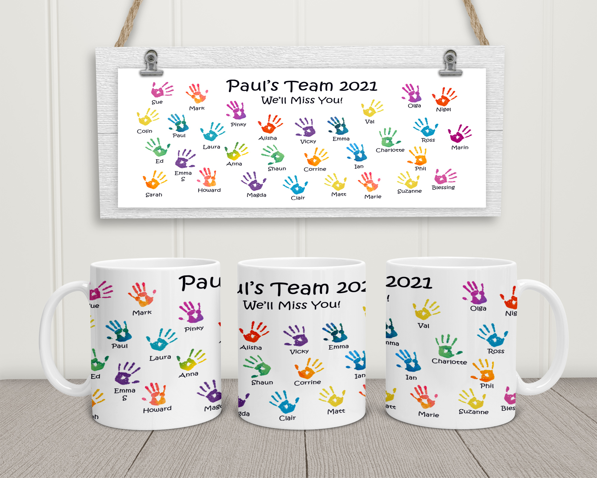 Work Teams Handprints Mug - Large Team - Payhip