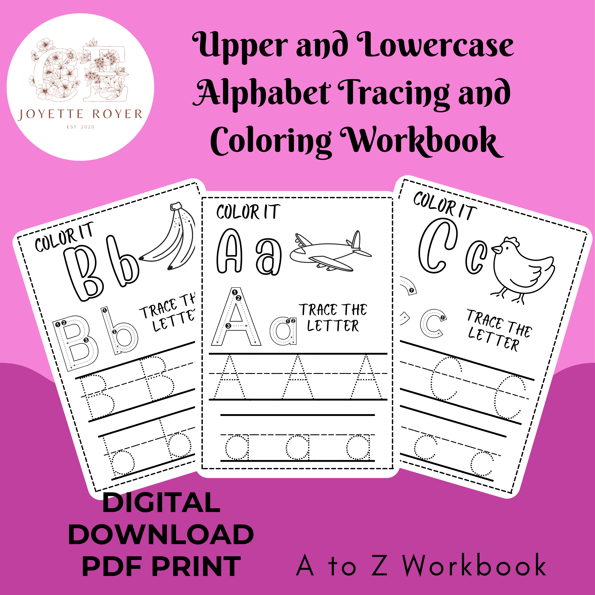 Tracing and Coloring Upper and Lowercase ABC's Workbook -Handwriting ...