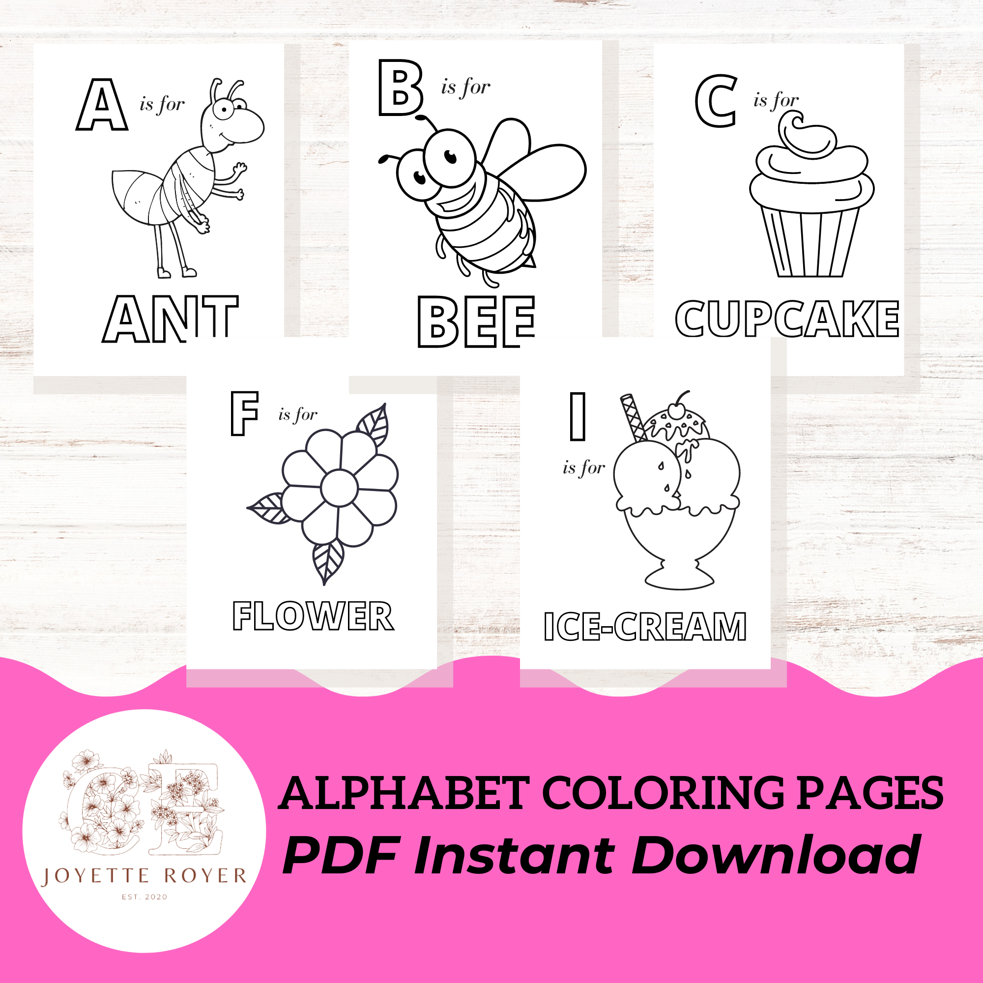 26 Printable Alphabet Coloring Pages, From A to Z, Baby Shower Game ...
