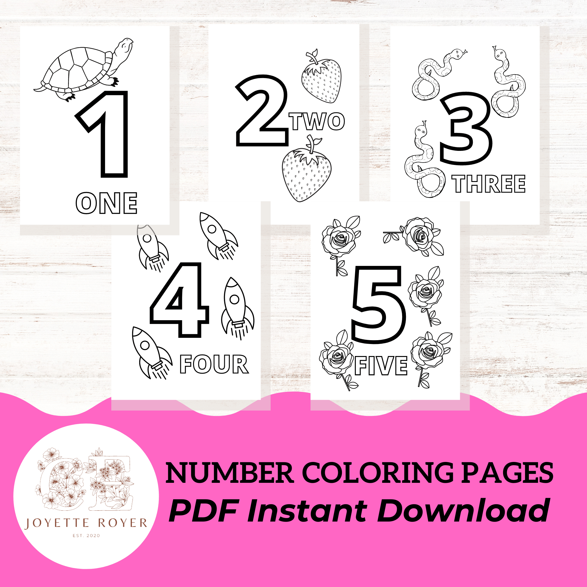 1-9 Printable Numbers Coloring Pages, Baby Shower Game, Preschool ...