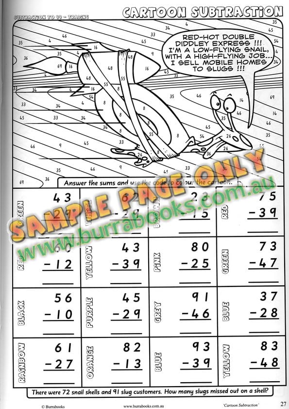 CARTOON SUBTRACTION Ages 8 to 12 years DOWNLOADABLE - Payhip
