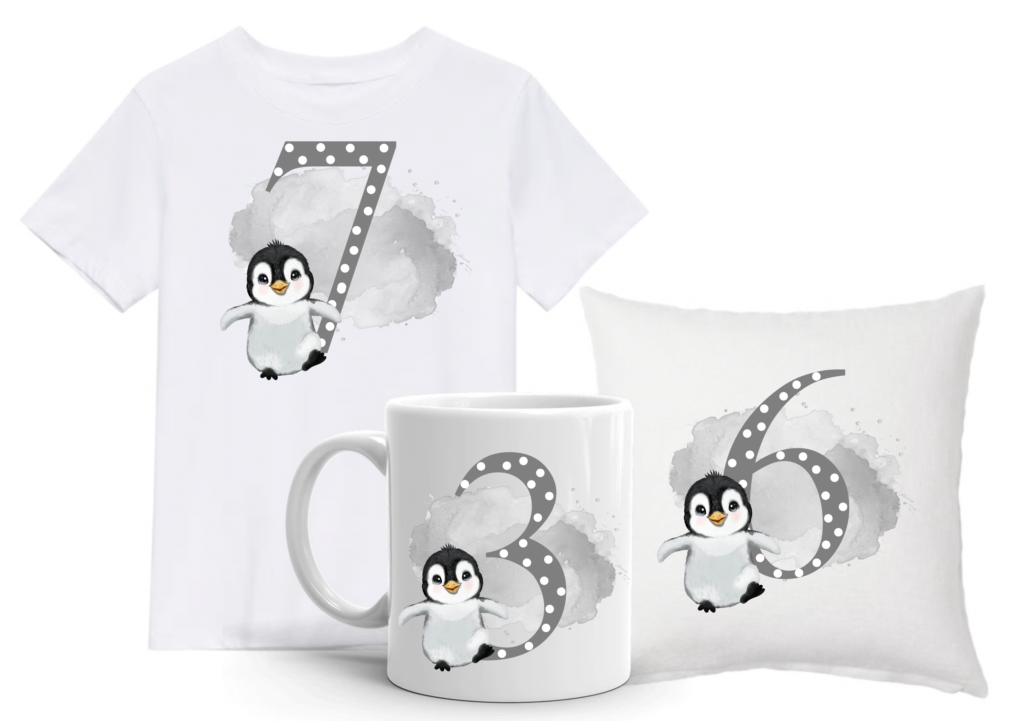 Penguin Polka Dot Numbers Grey - Payhip