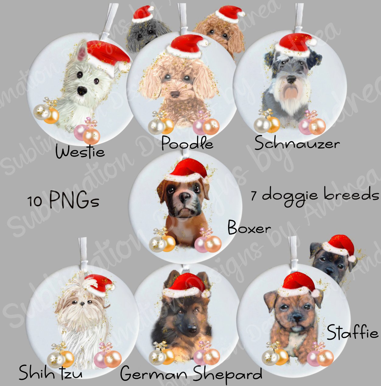 Christmas doggie set 2. 9 breeds. - Payhip