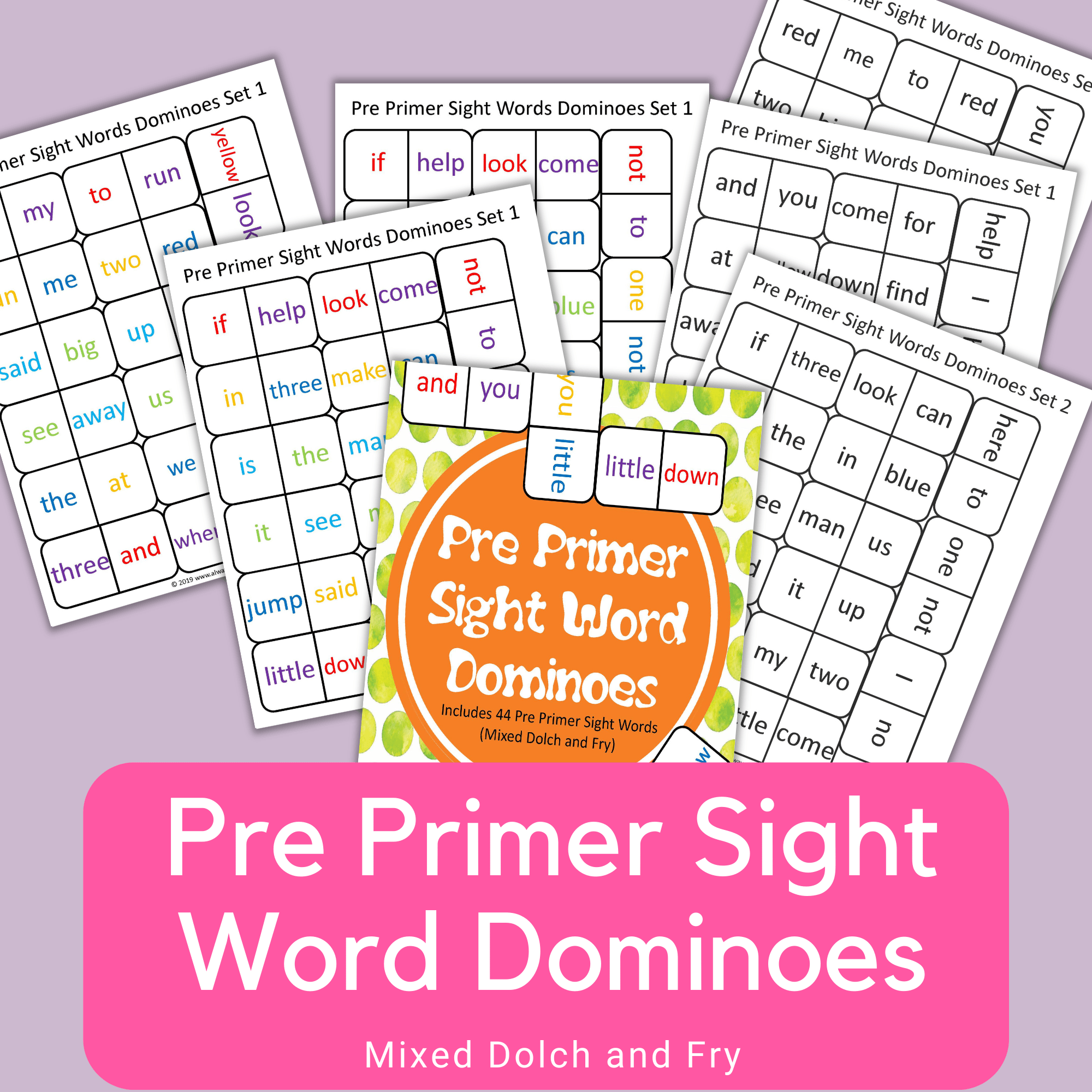 Pre Primer Sight Words Dominoes