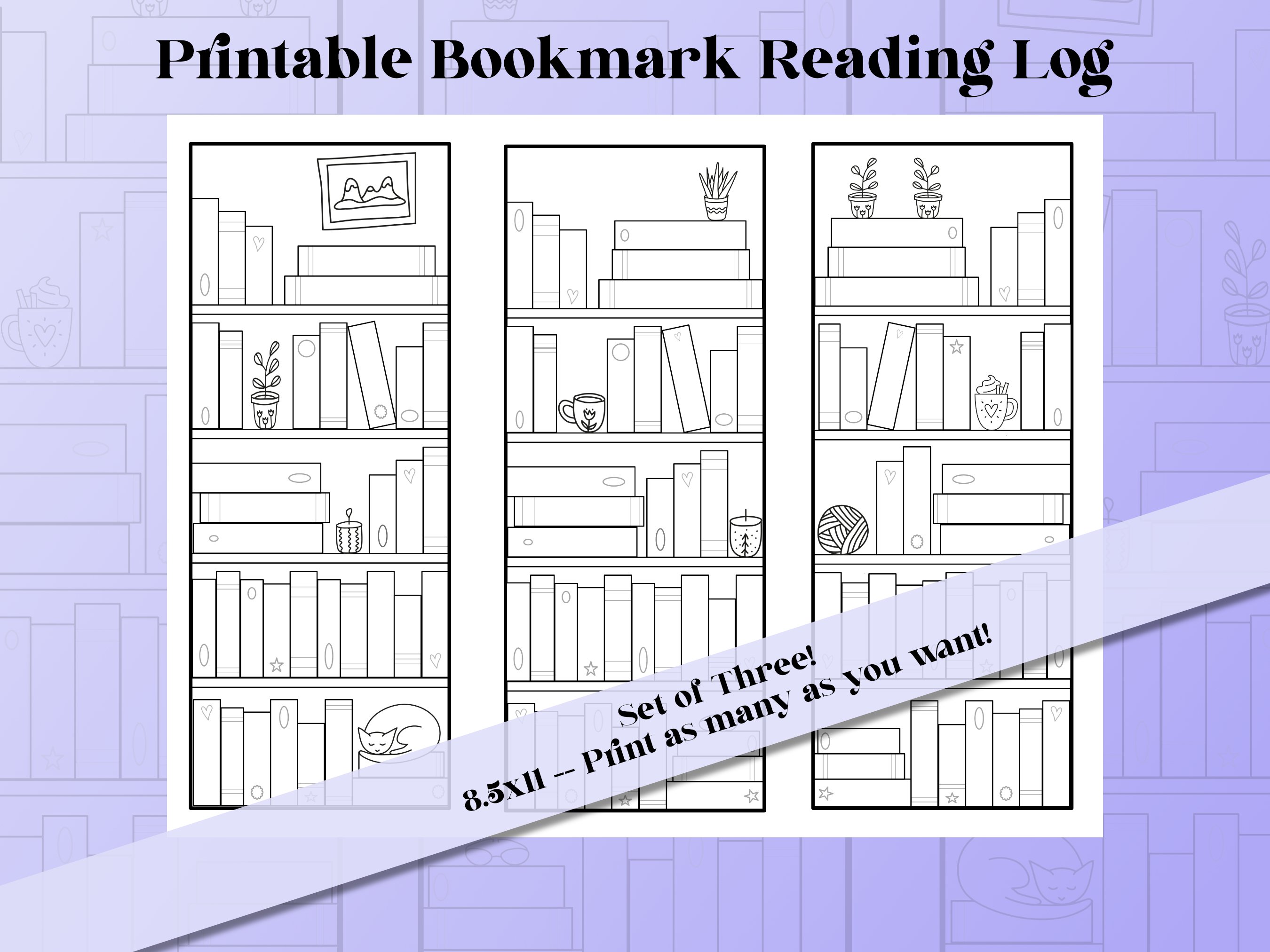 Printable Bookmark Reading Log, Book Tracker, Instant Download ...