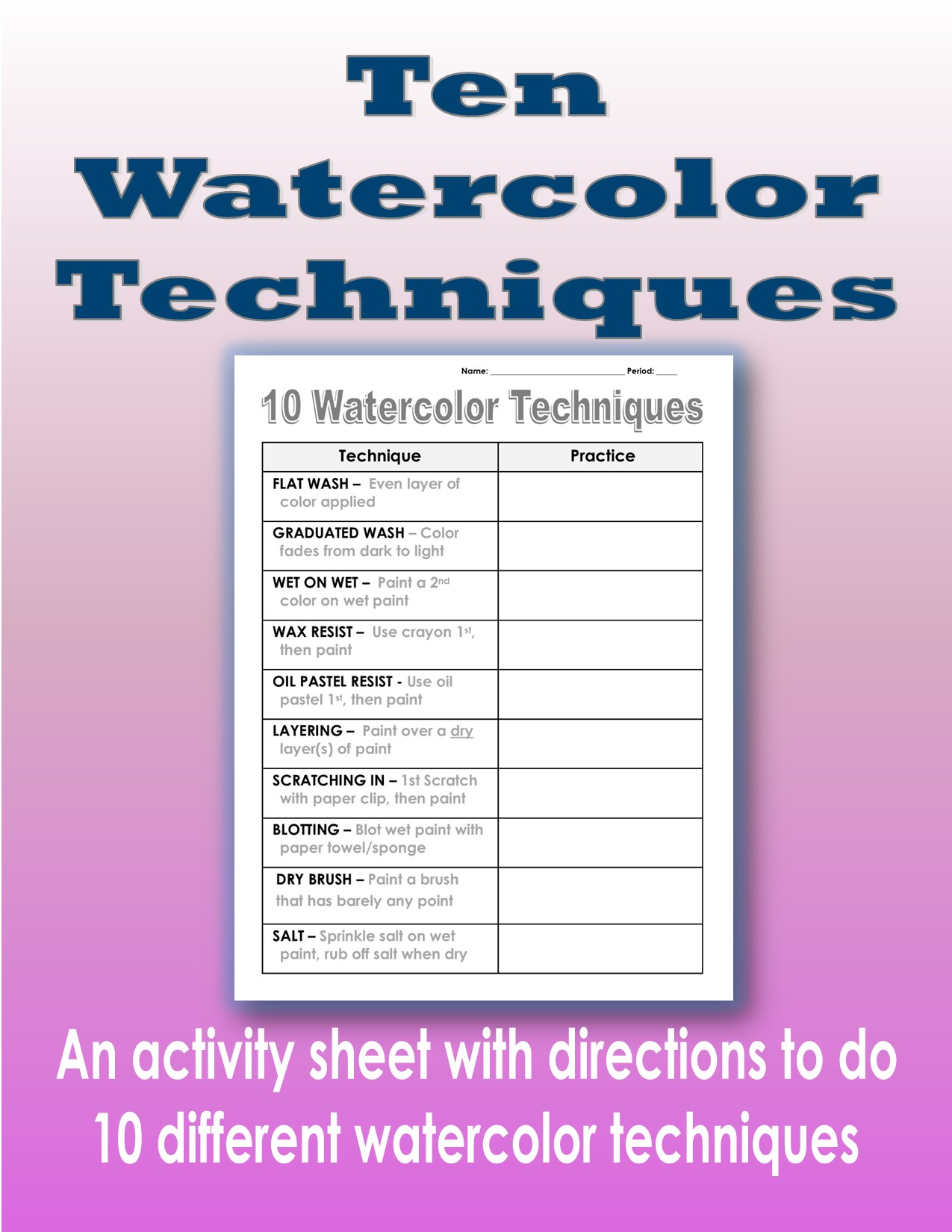 FREE 10 Watercolor Technique Practice Sheet - Payhip