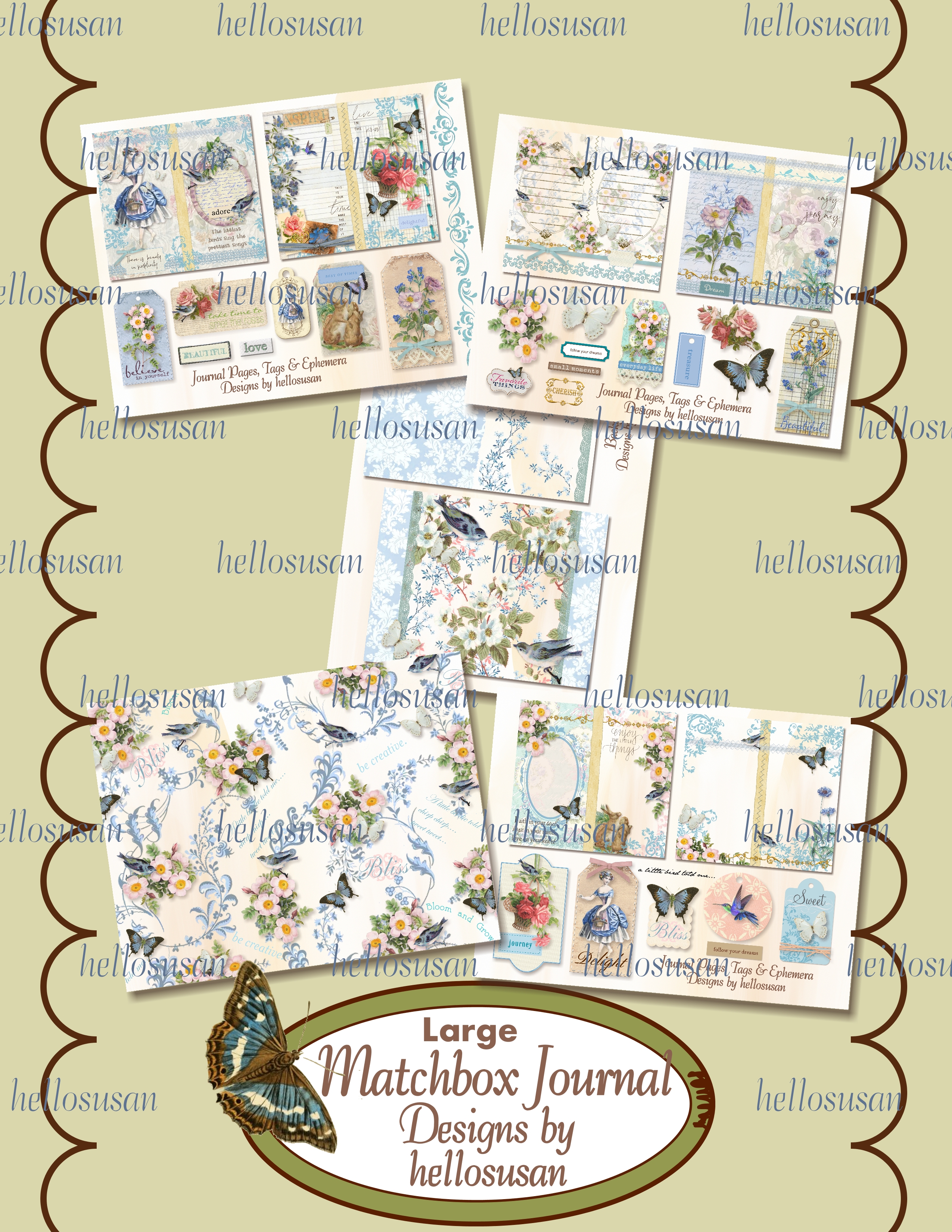 Blue Matchbox Vintage Journal Digital Kit - Payhip