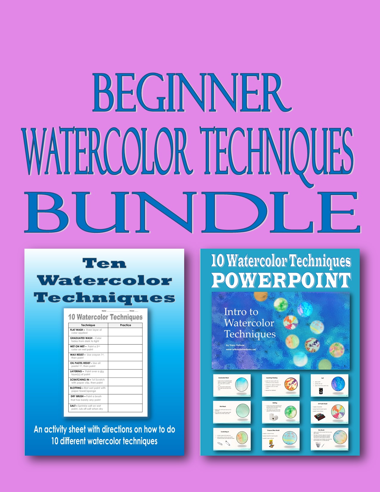 BEGINNER Watercolor Techniques with PowerPoint and Practice Sheets - Payhip