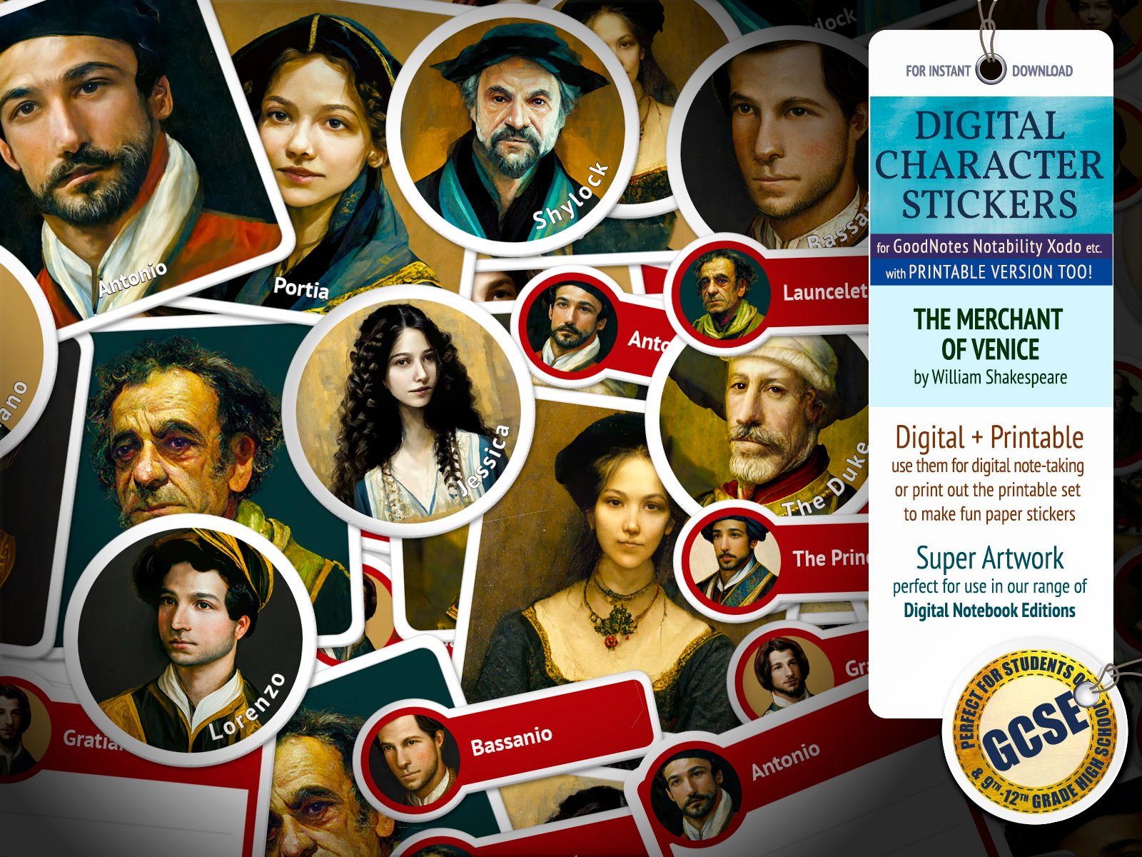 The Merchant of Venice: Digital Character Stickers for Note-Taking Apps ...