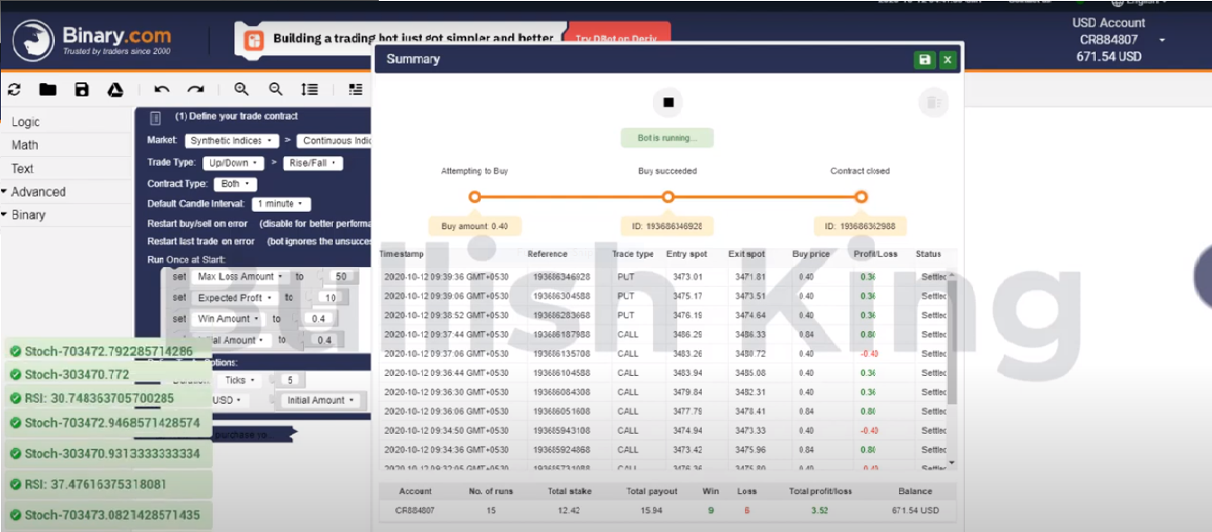 Stochastic and RSI Binary Bot || 99% Winning Ratio || No Loss Trading Bot - Payhip