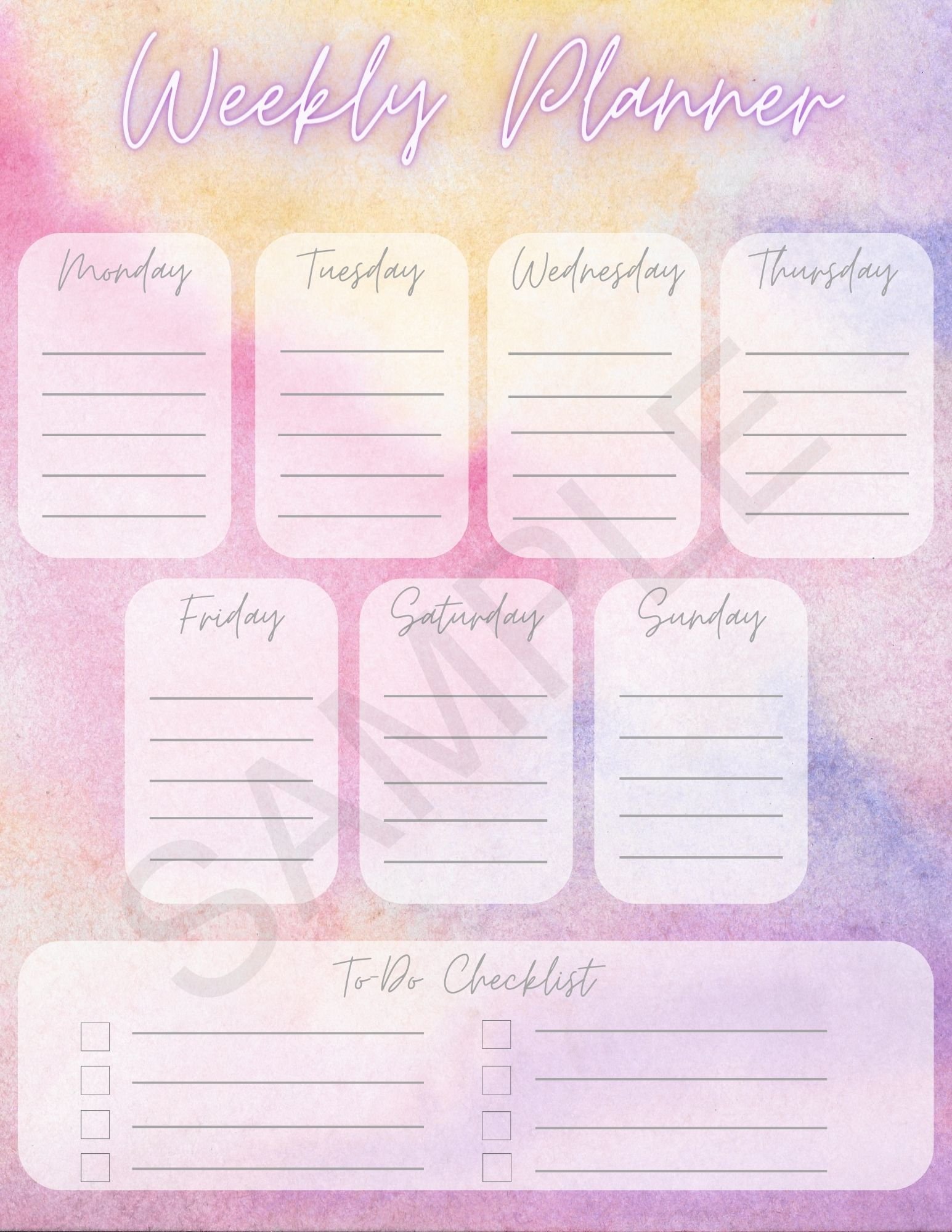 Pastel Paradise - Weekly Planner Printable - Payhip