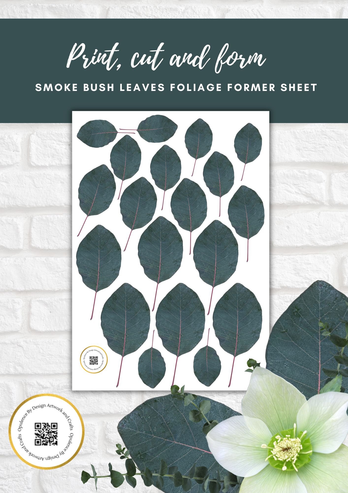 Smoke Bush Leaves Print, Cut and Form Foliage Former Sheet PDF Digital ...