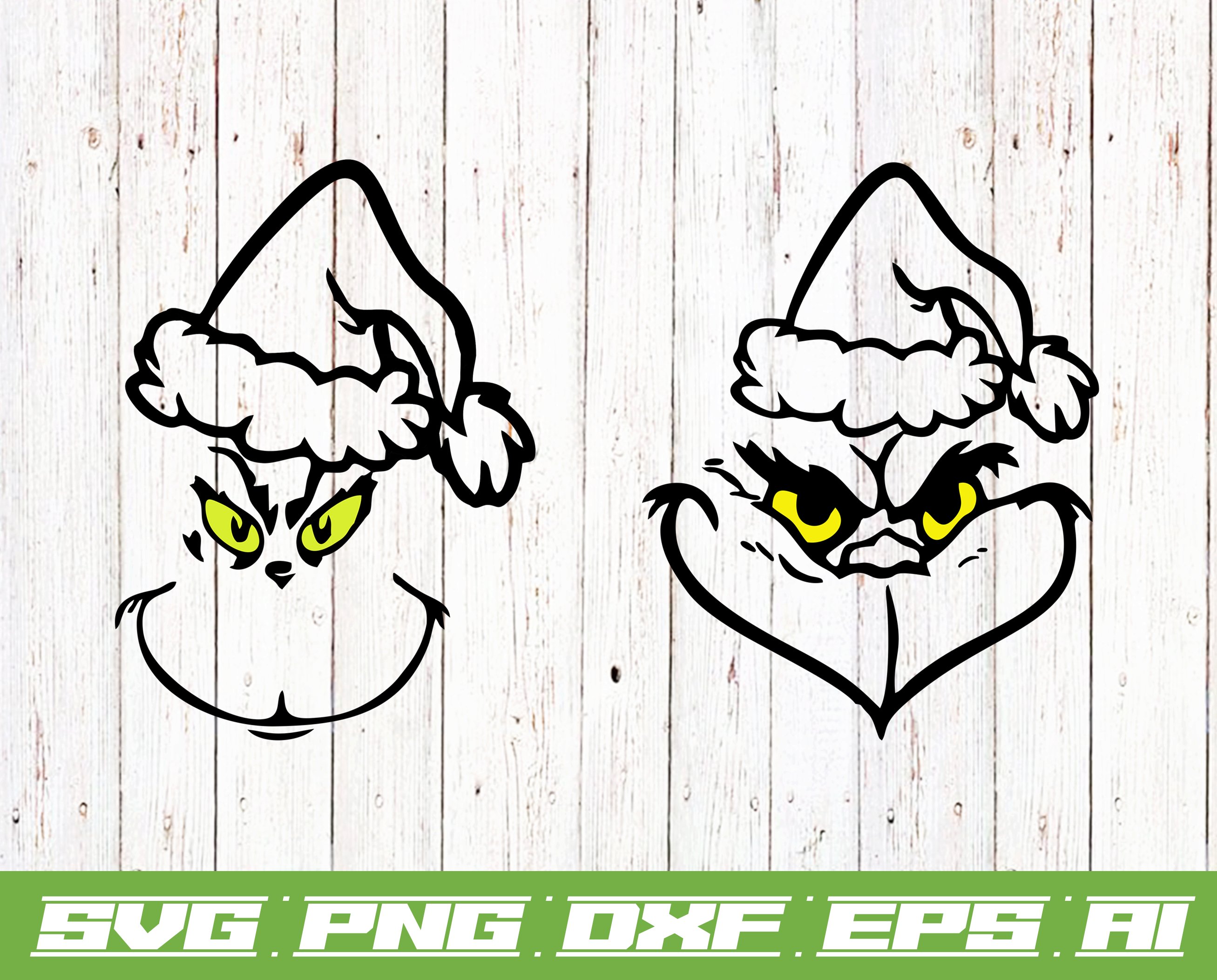 Grinch SVG, PNG, DXF, EPS, AI, Grinch face SVG, Grinch Cut files ...