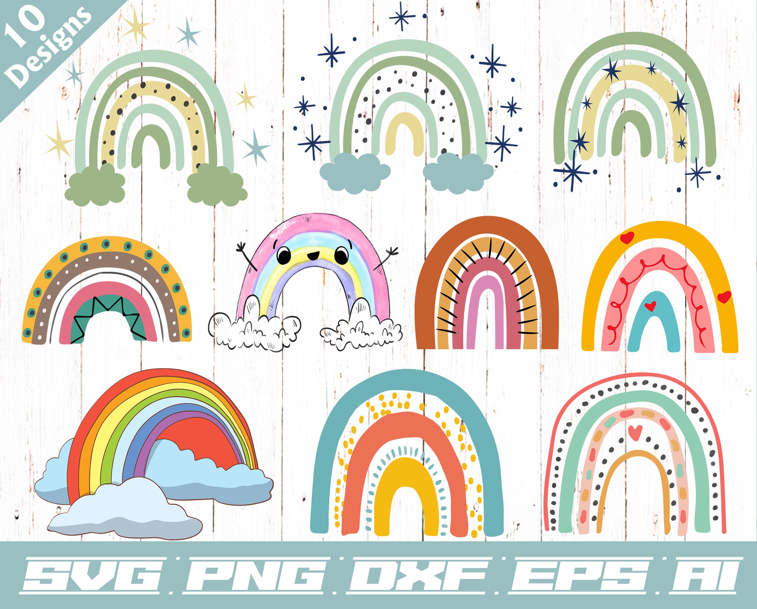 Rainbow SVG, PNG, DXF, EPS, AI, Rainbow SVG, Rainbow Cut files, Rainbow ...