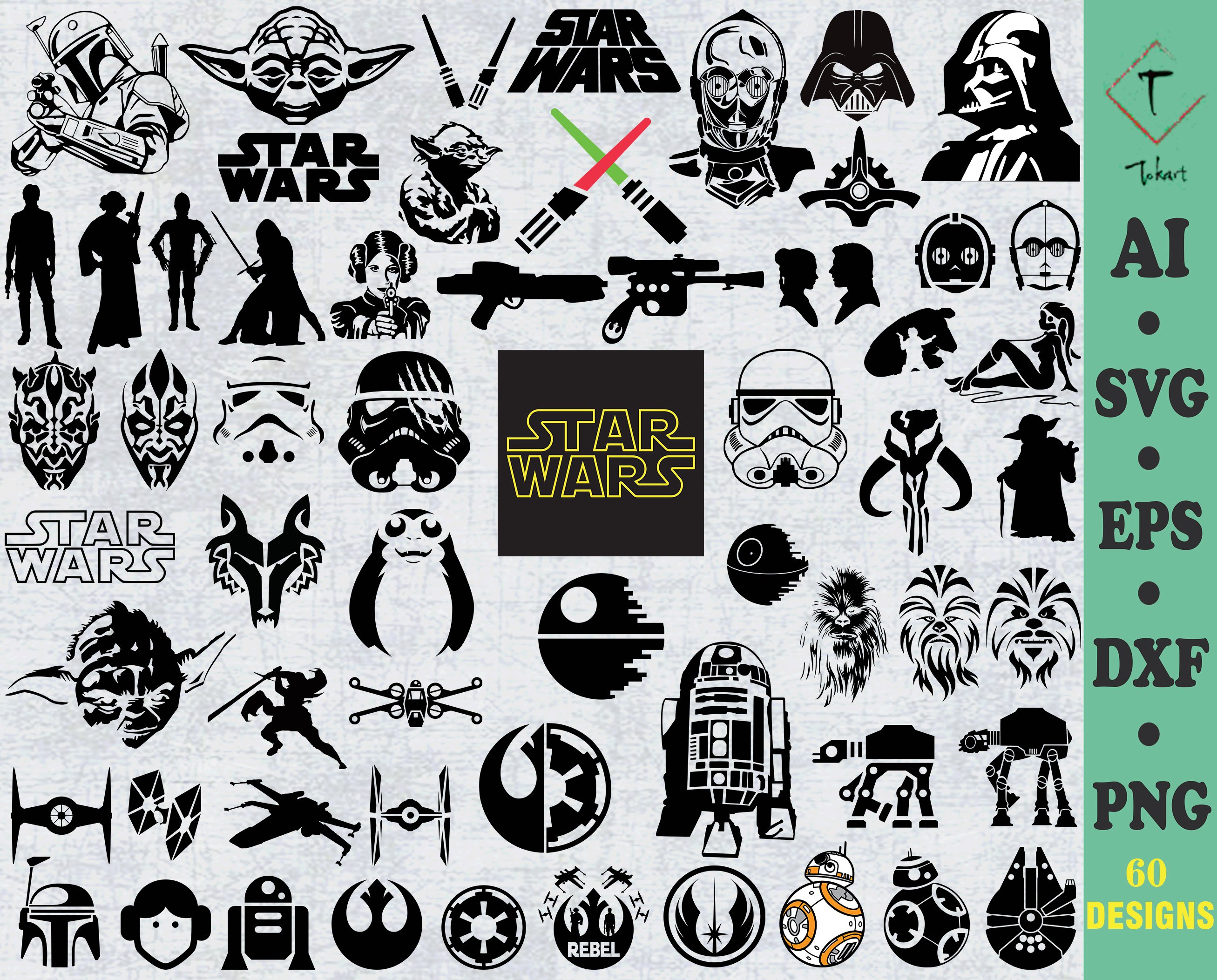 Star Wars SVG, PNG, DXF, EPS, AI, Star Wars Cut files, Star Wars vector ...