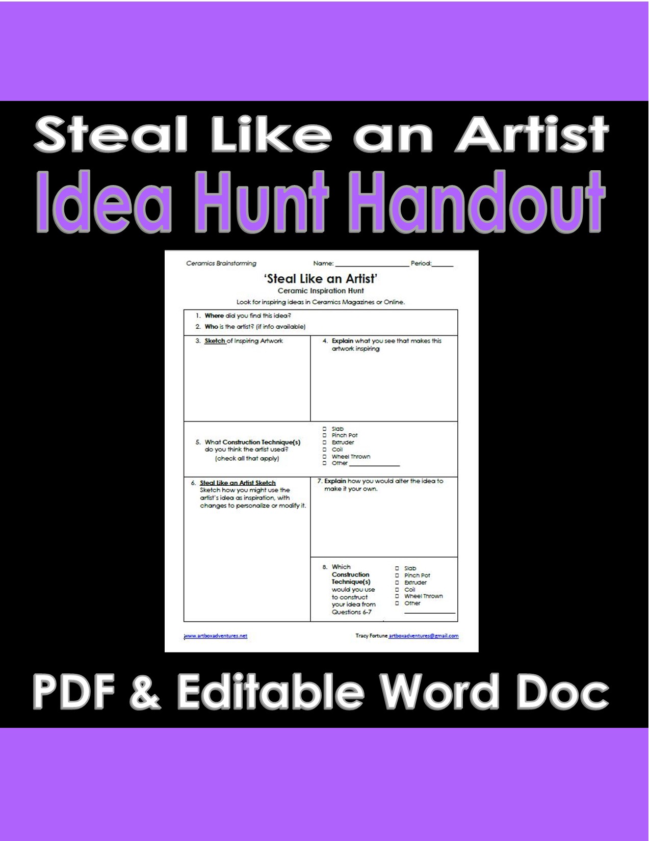 EDITABLE Steal Like an Artist Ceramics Idea Hunt Handout - Payhip