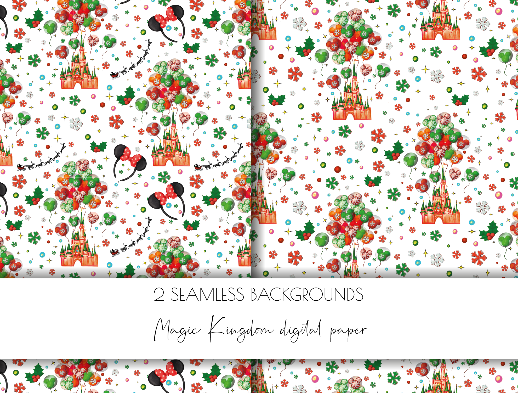 Christmas digital paper,Christmas ,digital paper, Magic Kingdom ...