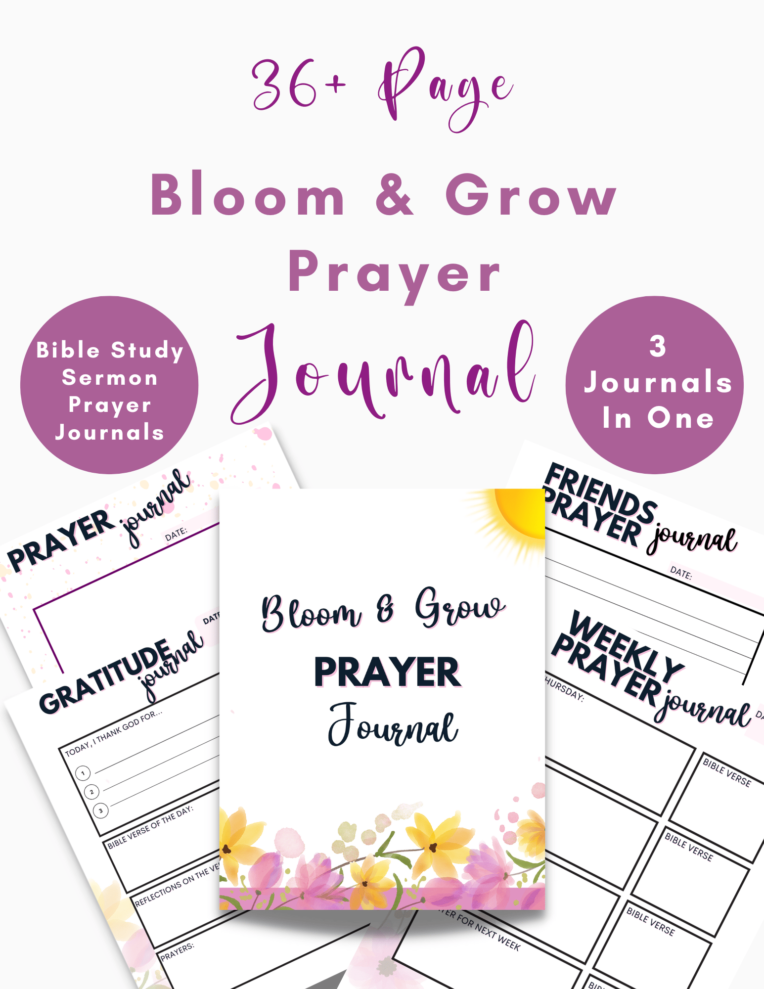 Printable Bloom & Grow Bible Study & Prayer Journal | PDF | Instant ...