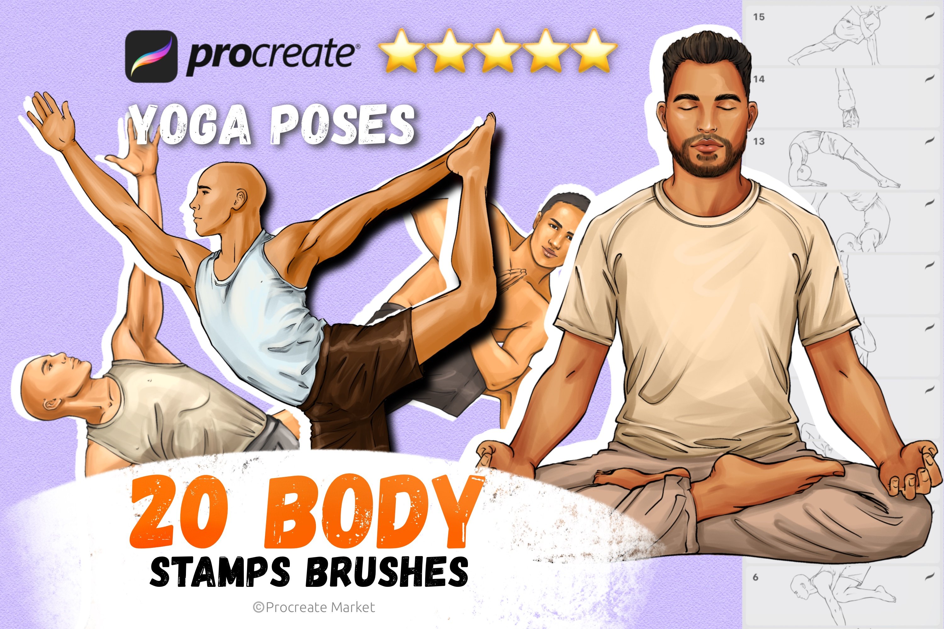 Logo Portrait Stamp Brushes for Procreate - 45 Stamps Set