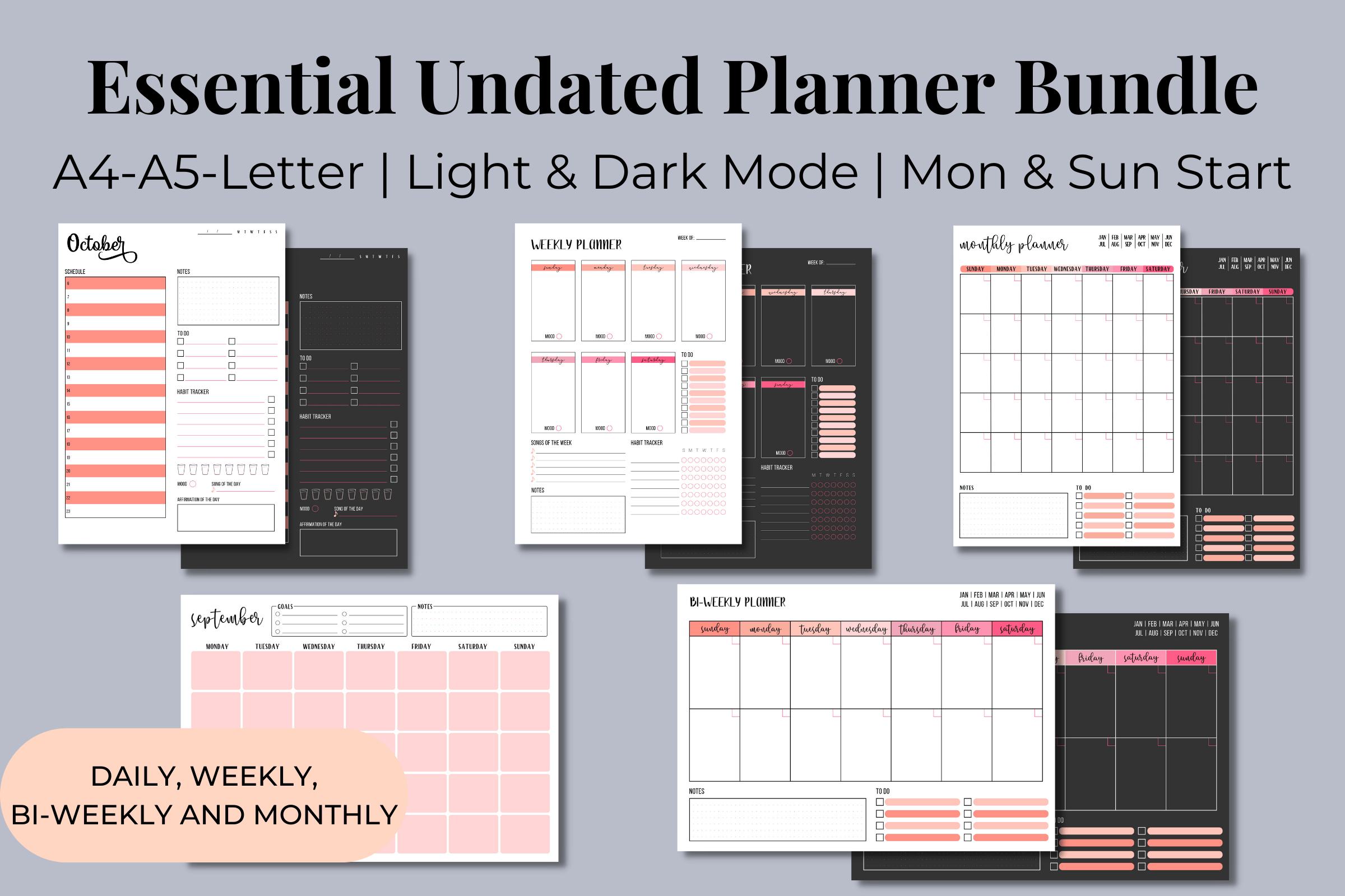 Essential Undated Planner Bundle (Pink) - Payhip