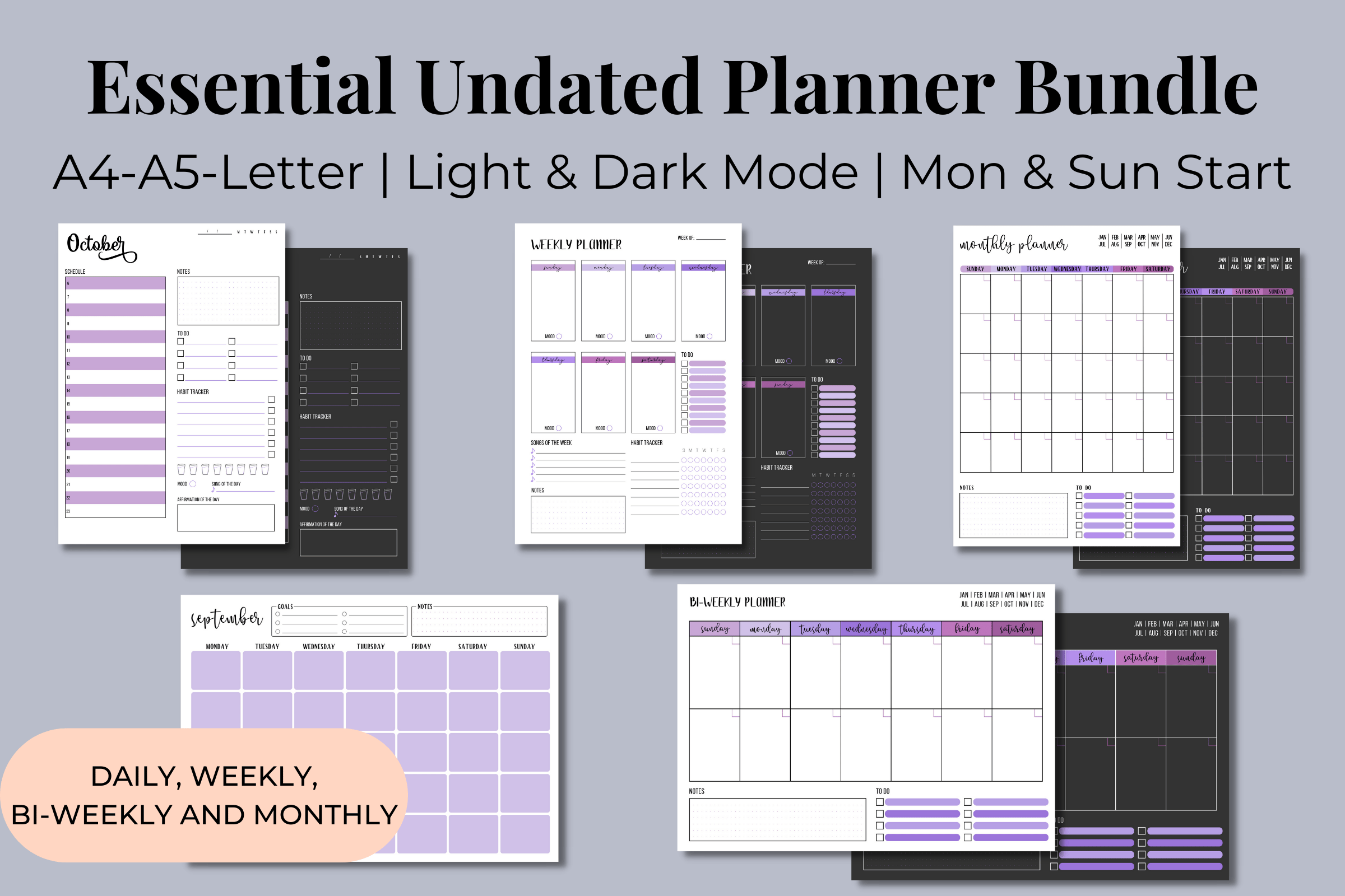 Essential Undated Planner Bundle (Purple) - Payhip
