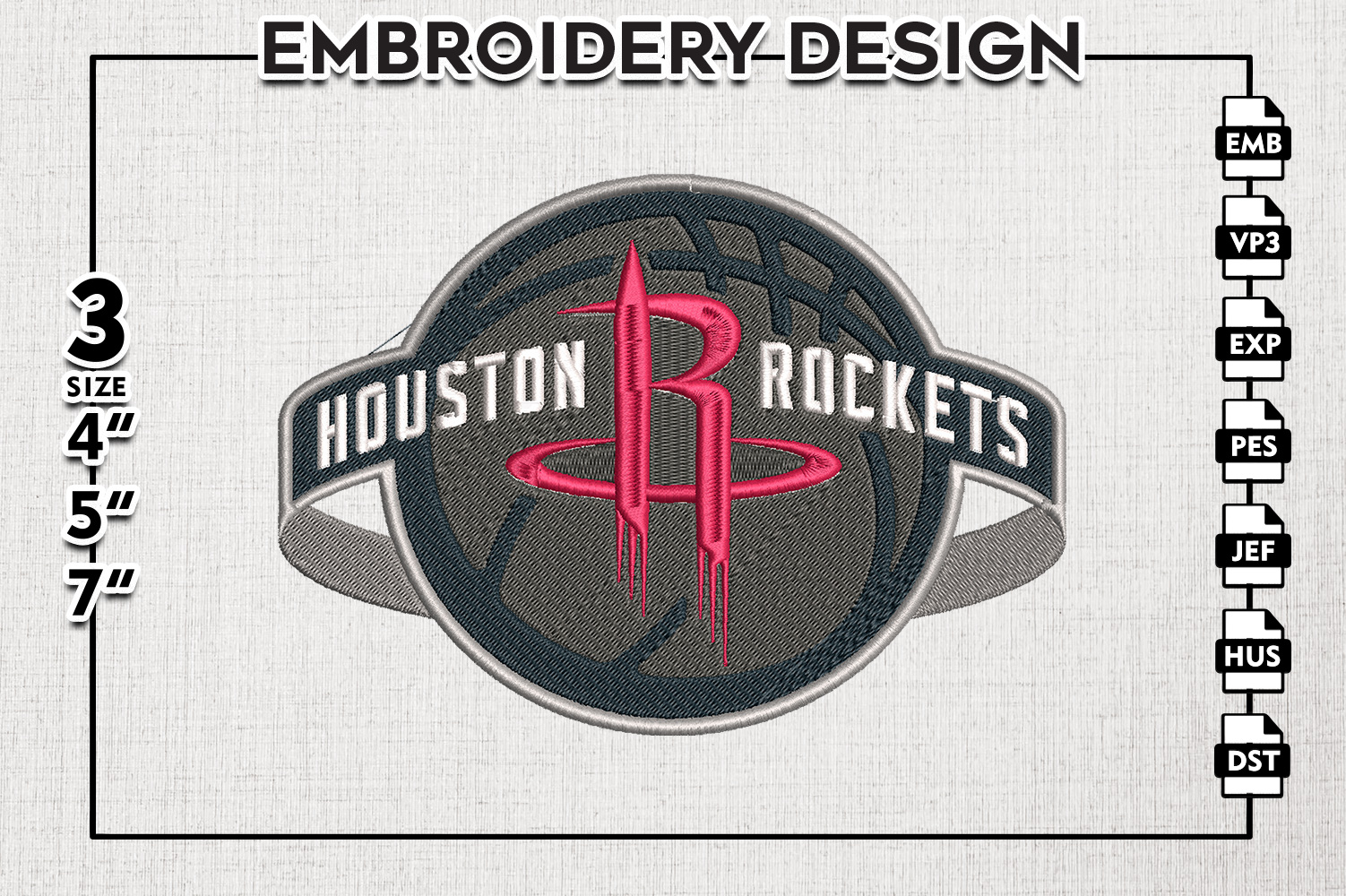 Houston Rockets Basketball Team Embroidery Design, NBA Houston Rockets ...