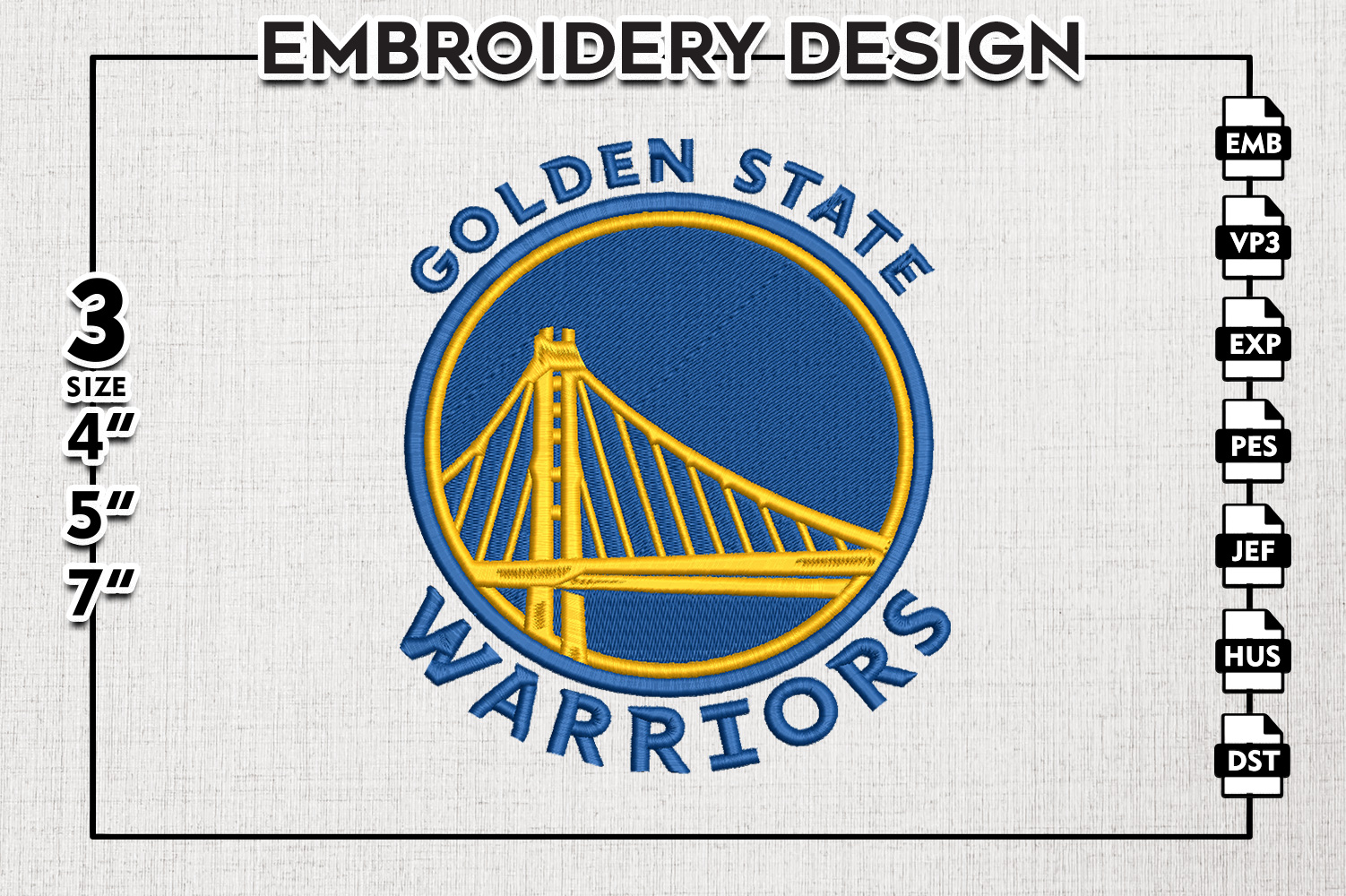 Golden State Warriors Basketball Team Embroidery Design, NBA Golden ...