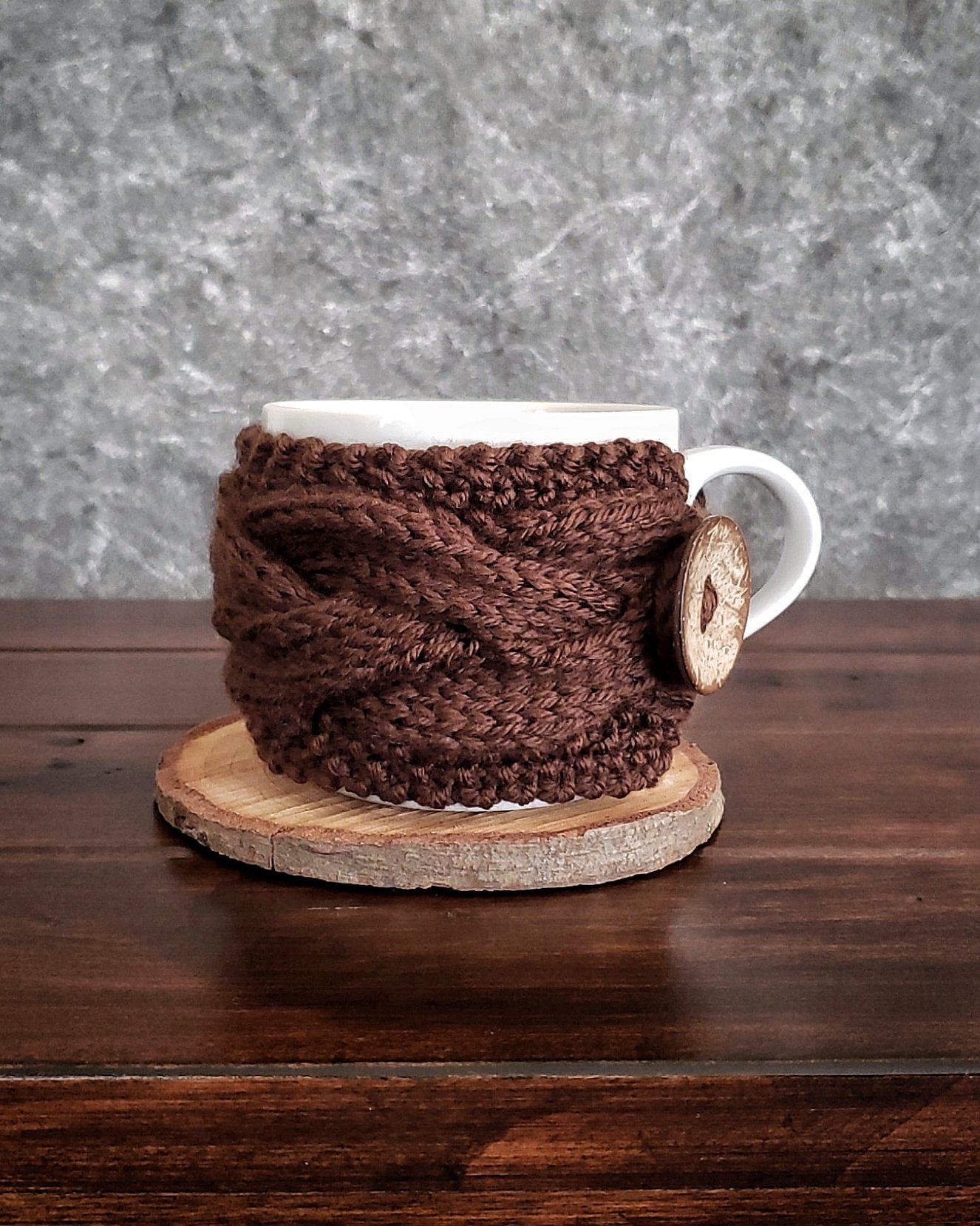Cabled Cup Cozy - CHOCOLATE - Payhip