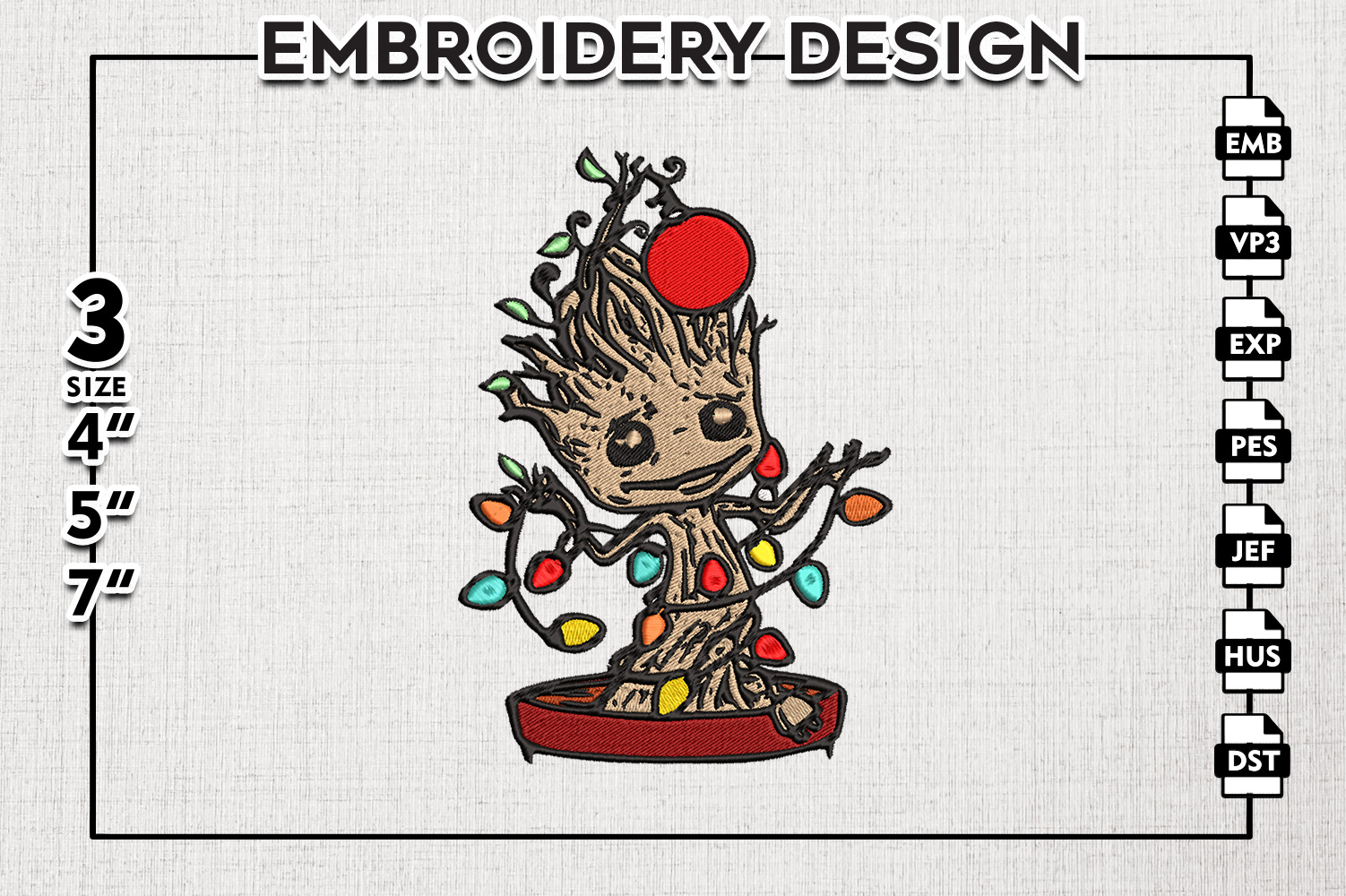 Baby Groot Christmas Embroidery Files, Holiday, Christmas Embroidery ...