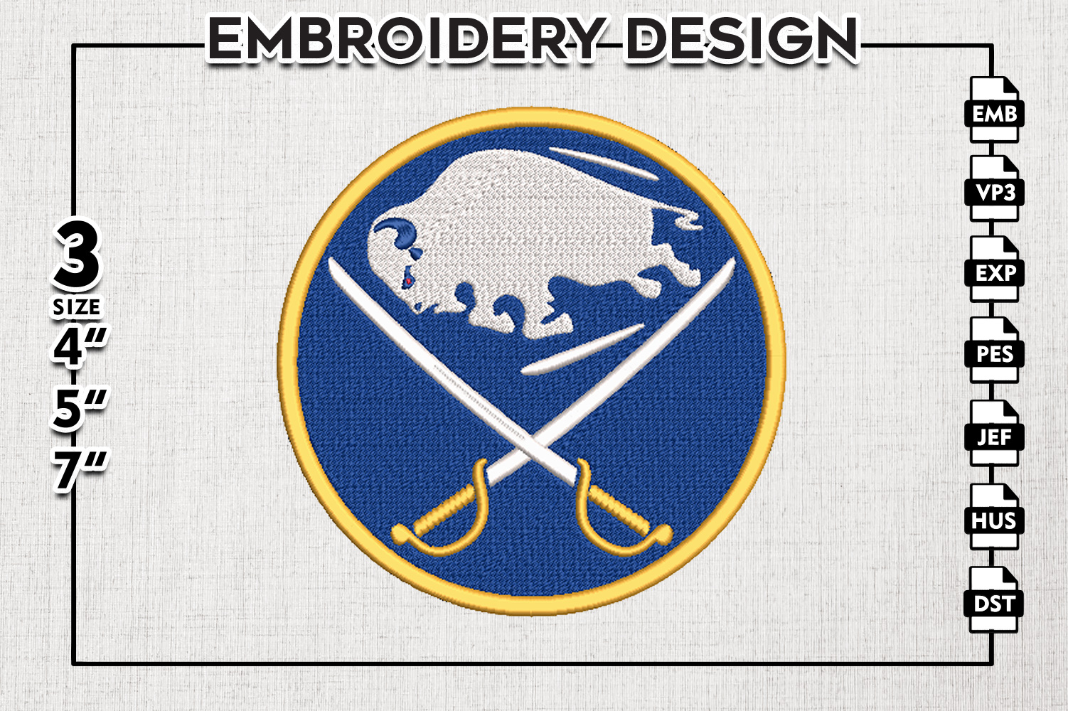 Buffalo Sabres Embroidery file, NHL teams Embroidery Designs, Hockey ...