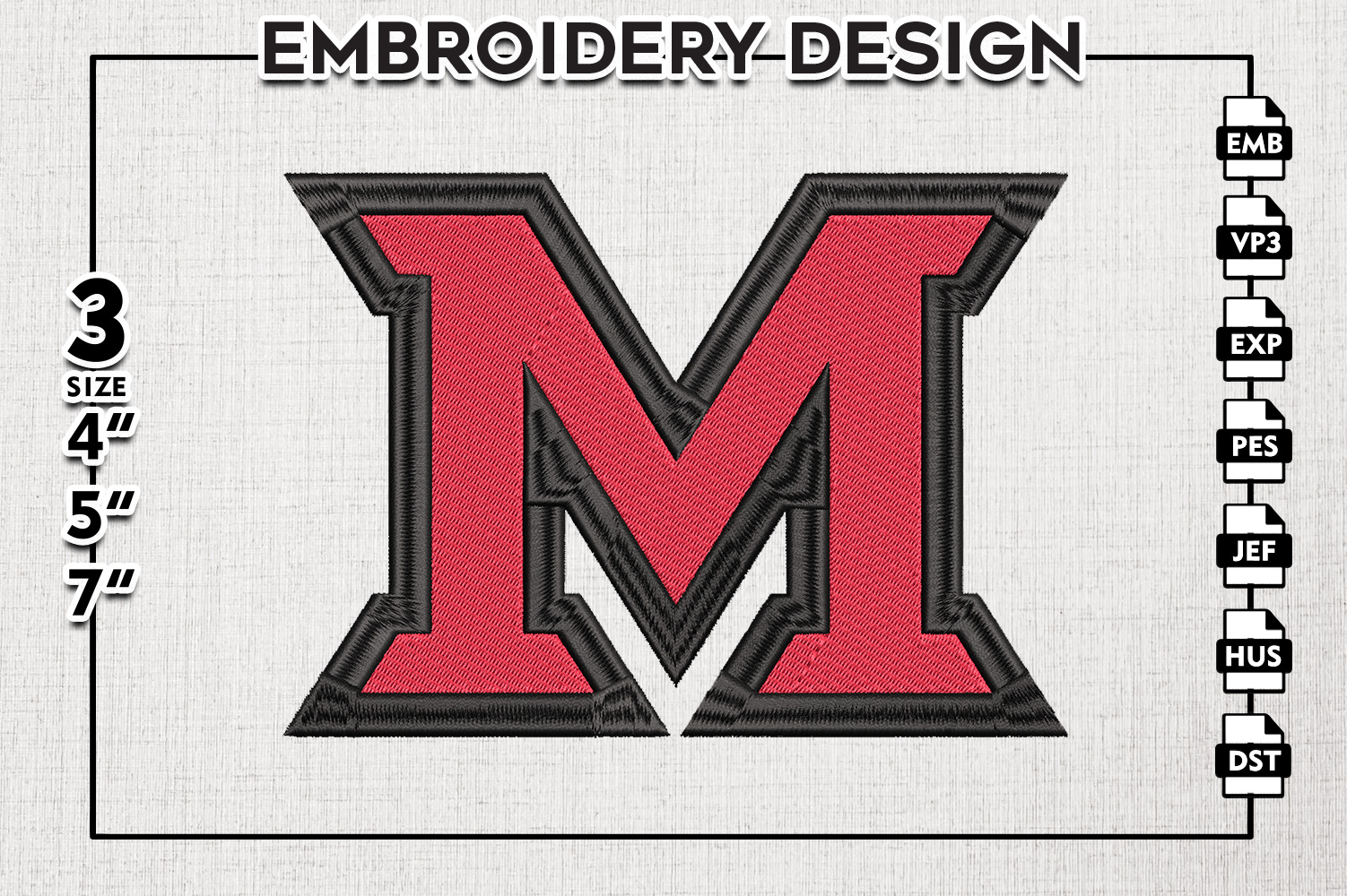 Miami RedHawks Football Team Embroidery file, NCAAF teams Embroidery ...