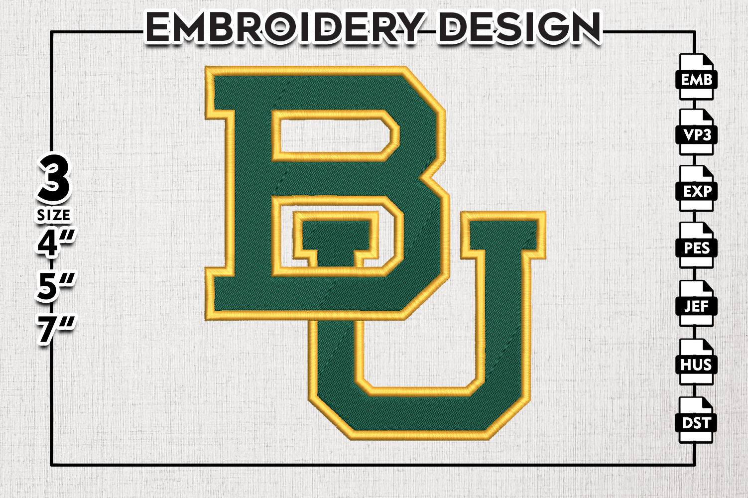 Baylor Bears Football Team Embroidery file, NCAAF teams Embroidery ...