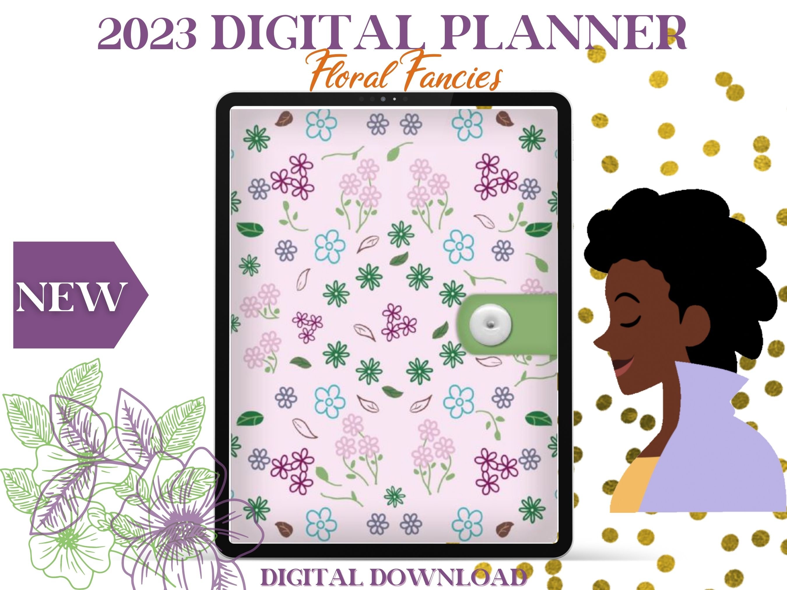 2023 Calendar Peach Marble Printable Digital Year at a Glance Calendar