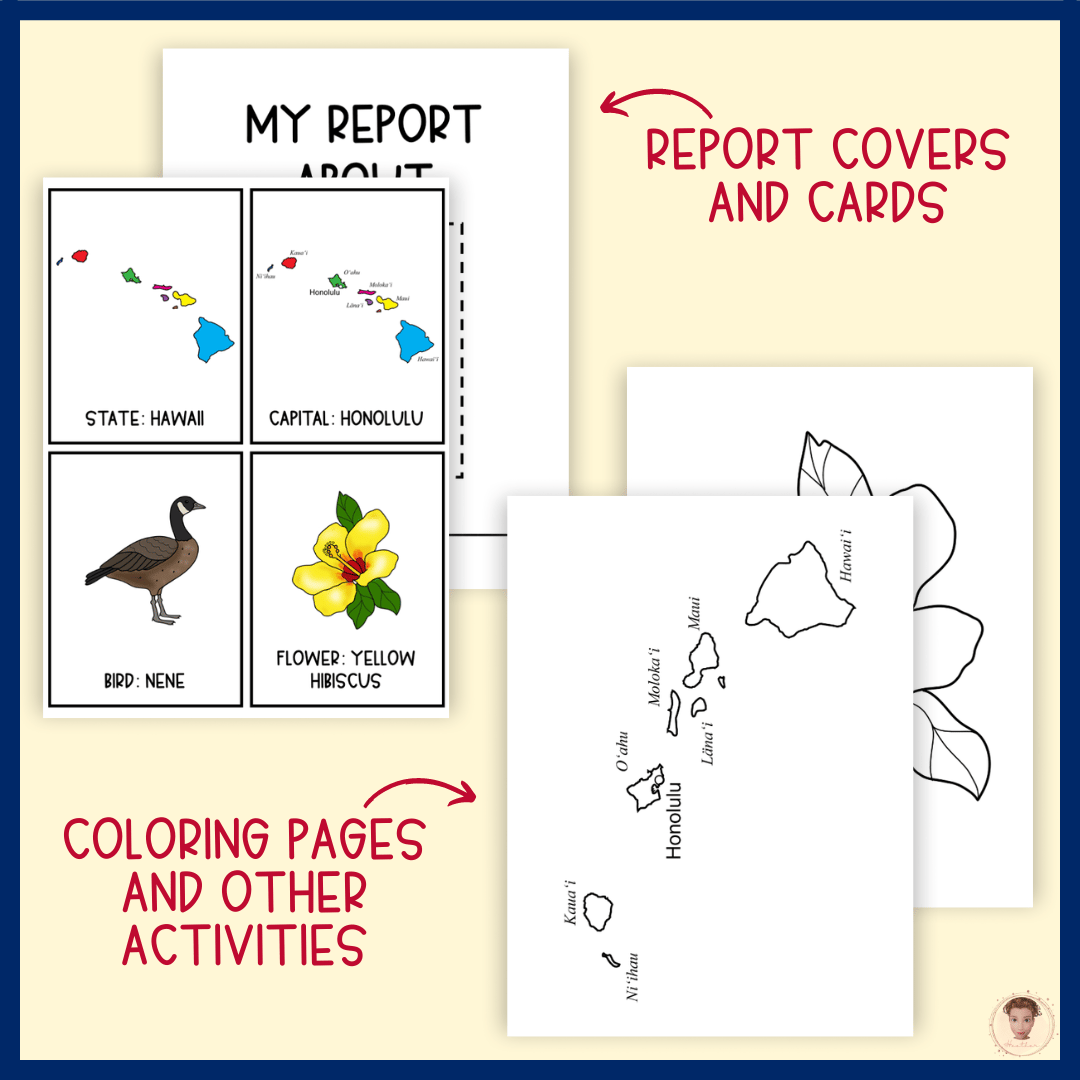 Hawaii State Unit Study (Capital, Bird, Flower, Flag, Animal)