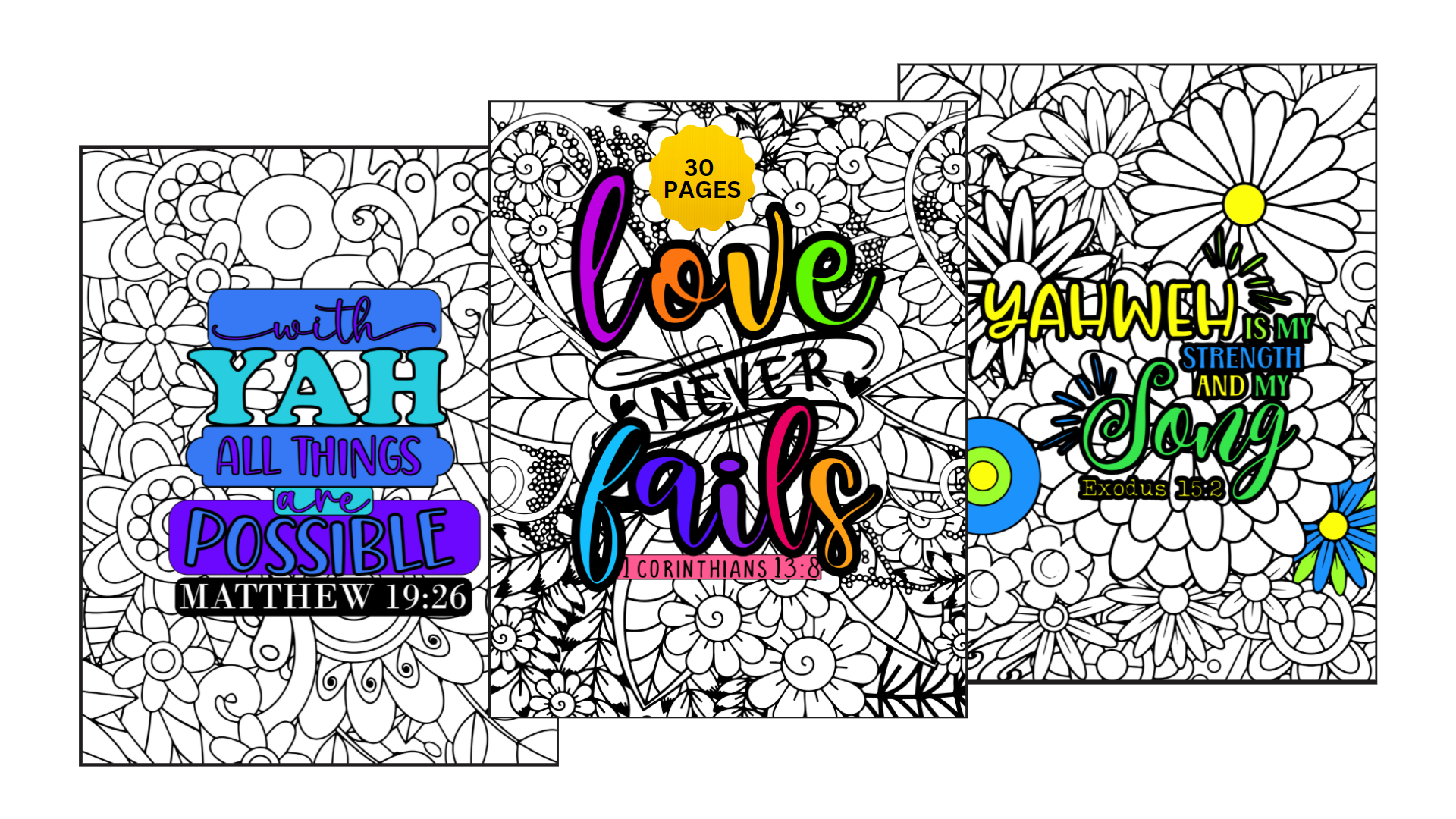 (30 PAGES) Coloring Scriptures w/ Hebrew names for Ages 10 to 99 ...