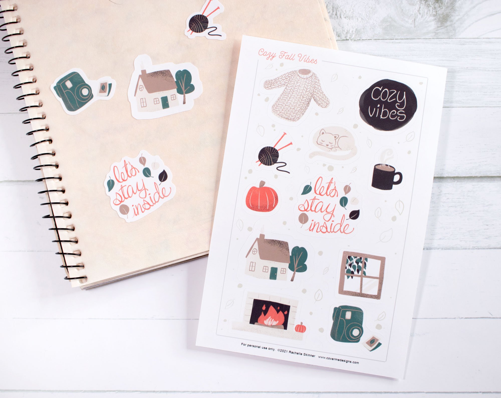 Cozy Fall Vibes Printable Stickers - Print and Cut at Home 4x6 - Silhouette and Cricut ...