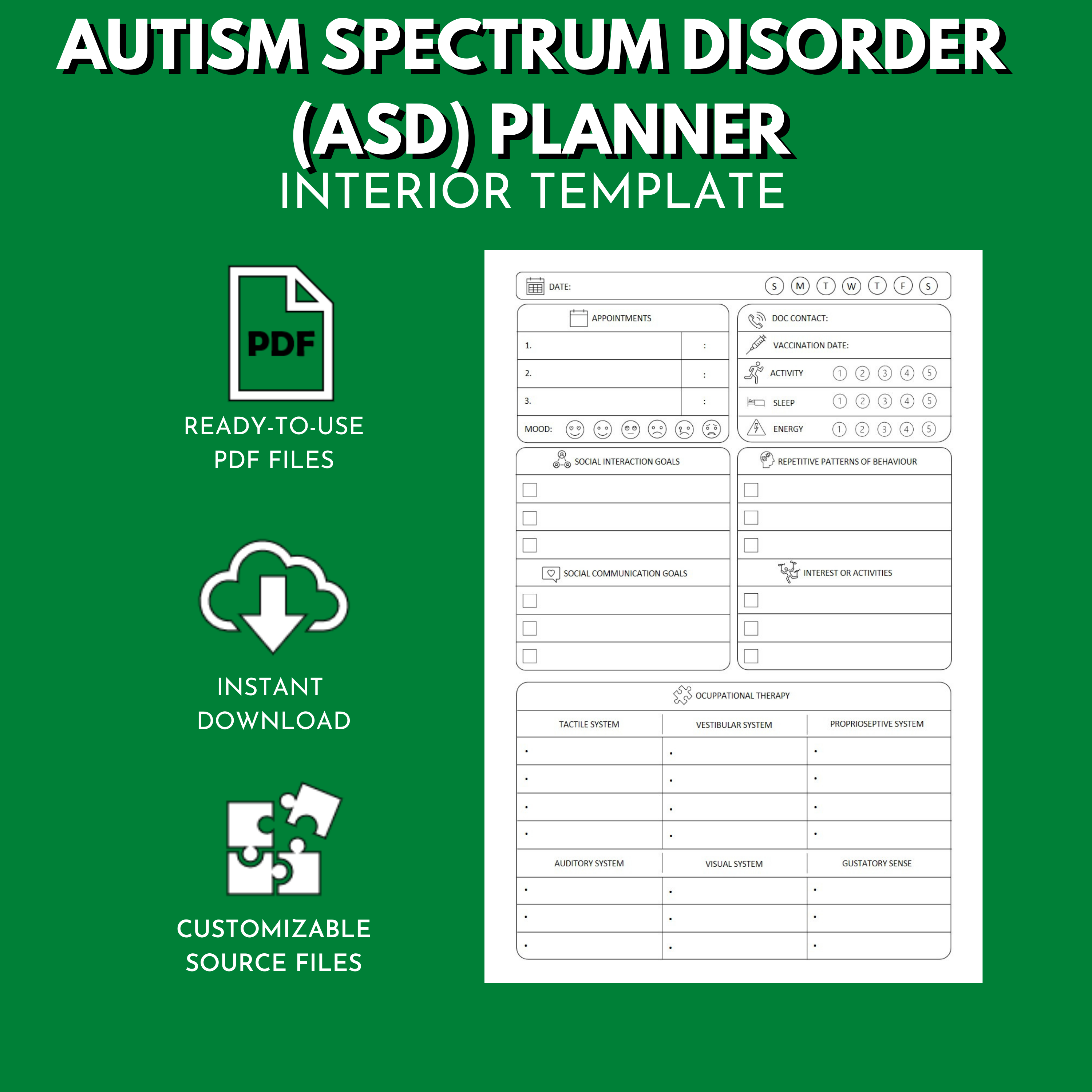 Autism Spectrum Disorder (ASD) Planner Amazon KDP Interior Template for ...