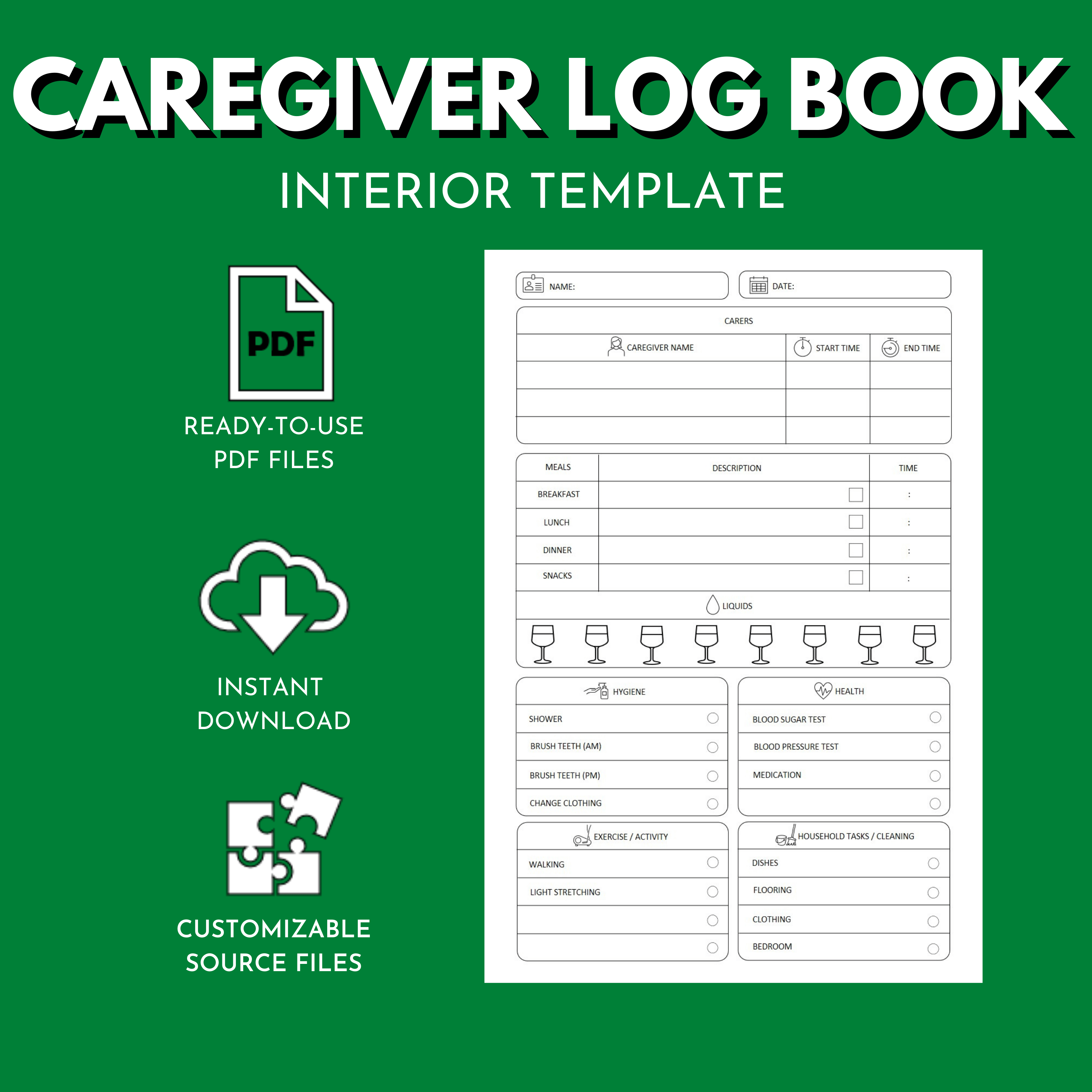 Caregiver Log Book Amazon KDP Interior Template for Low-Content Book ...