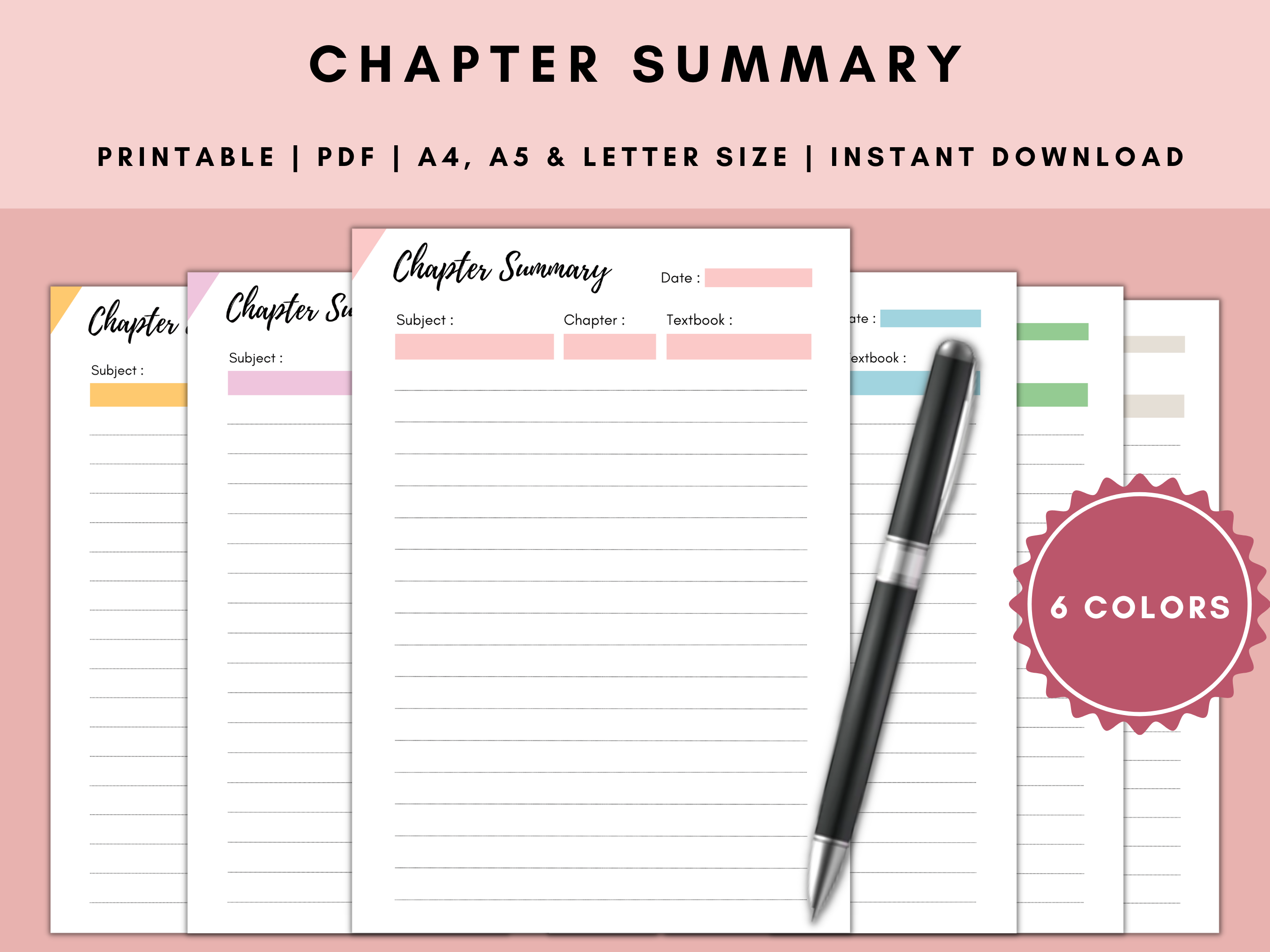 Student Chapter Summary Printable | Textbook Summary Sheet | For ...