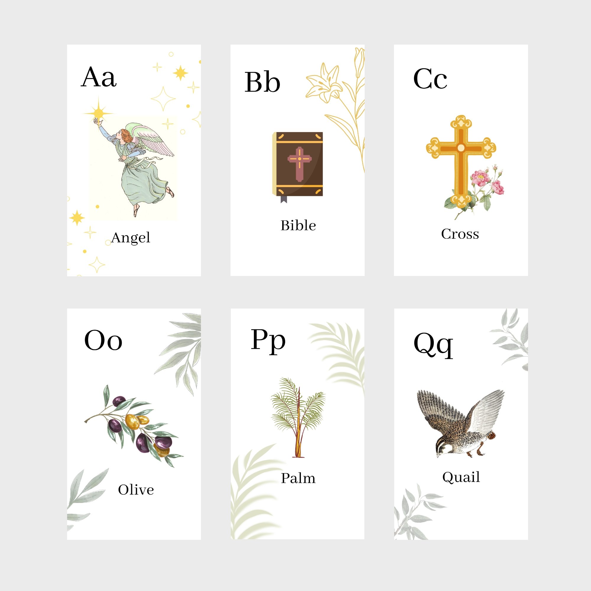 Christian Theme Inspired Printable Alphabet Flashcards for kids ...