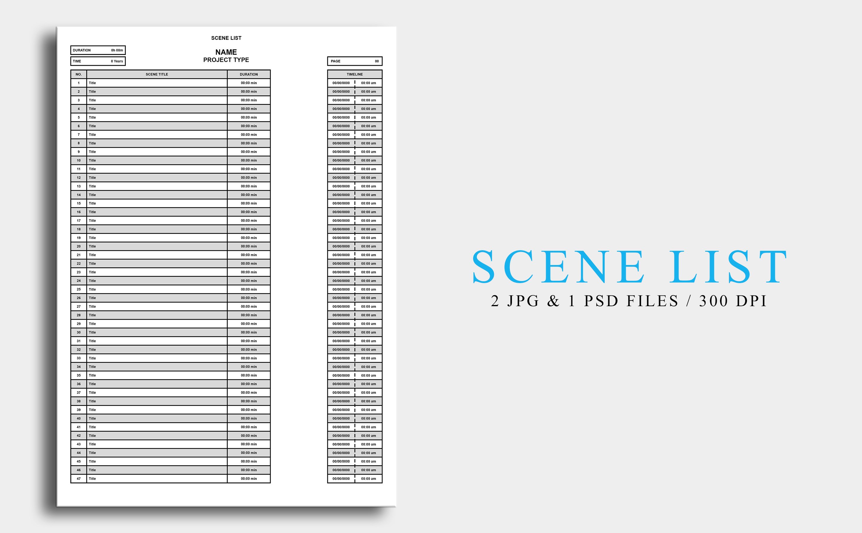 Scene List Template - Payhip