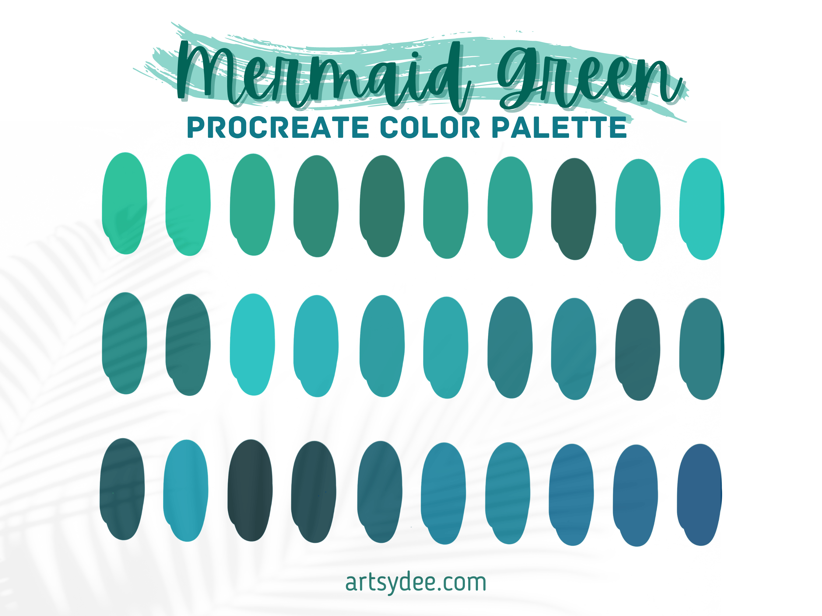 Mermaid Green Color Palette Procreate - Payhip