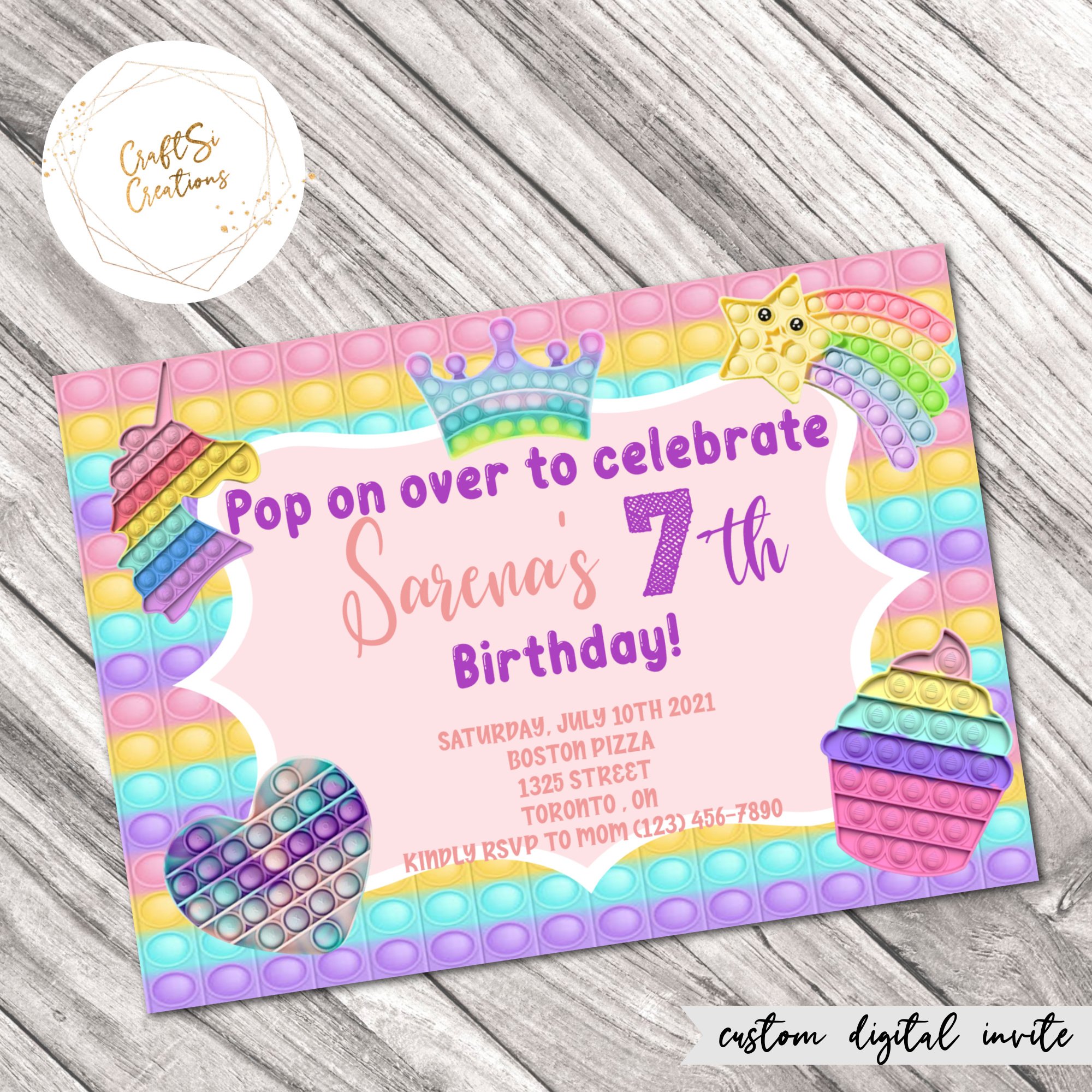 Pop it, Fidgets Digital Invitation, Pop it, Fidgets Birthday Invitation ...