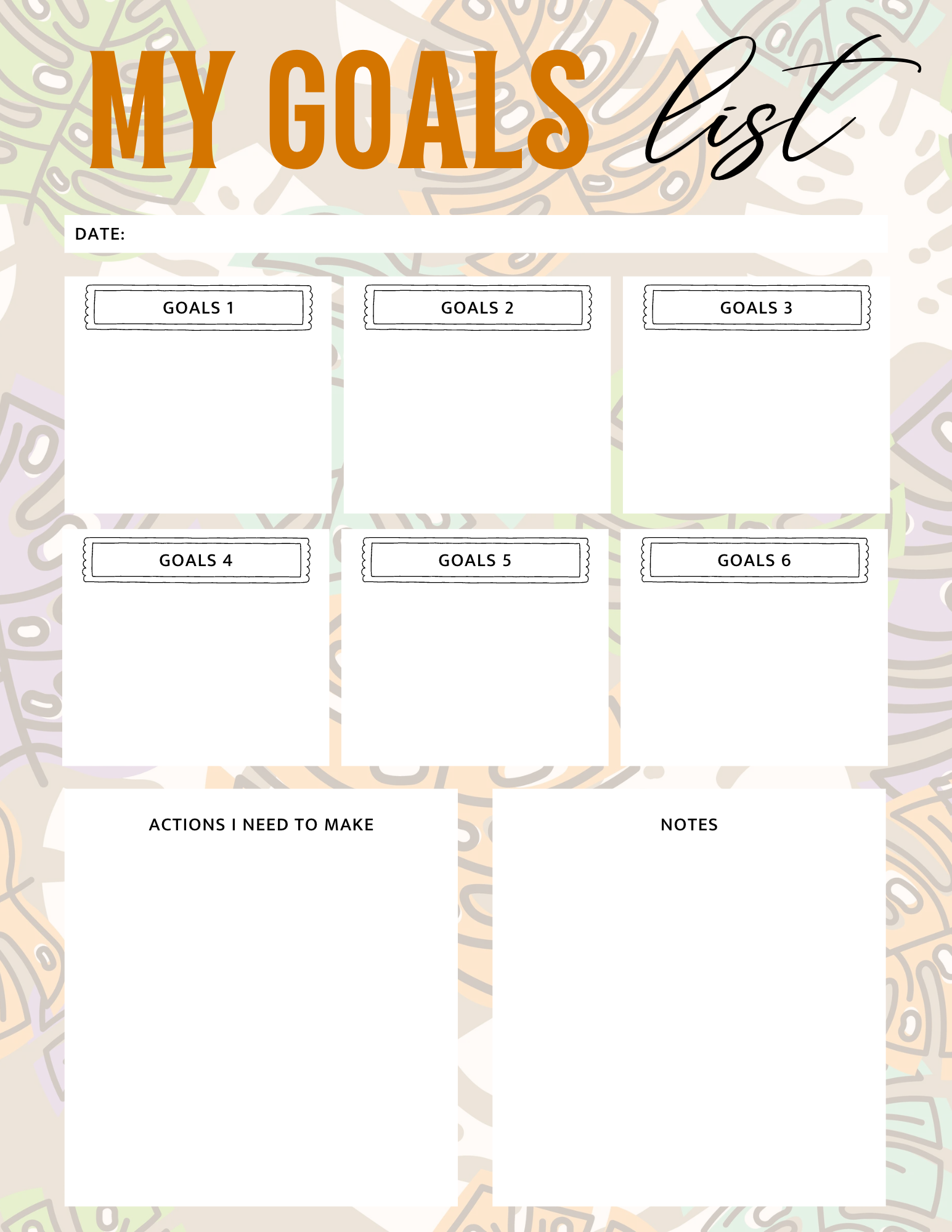 My Goals List Editable Template - Payhip