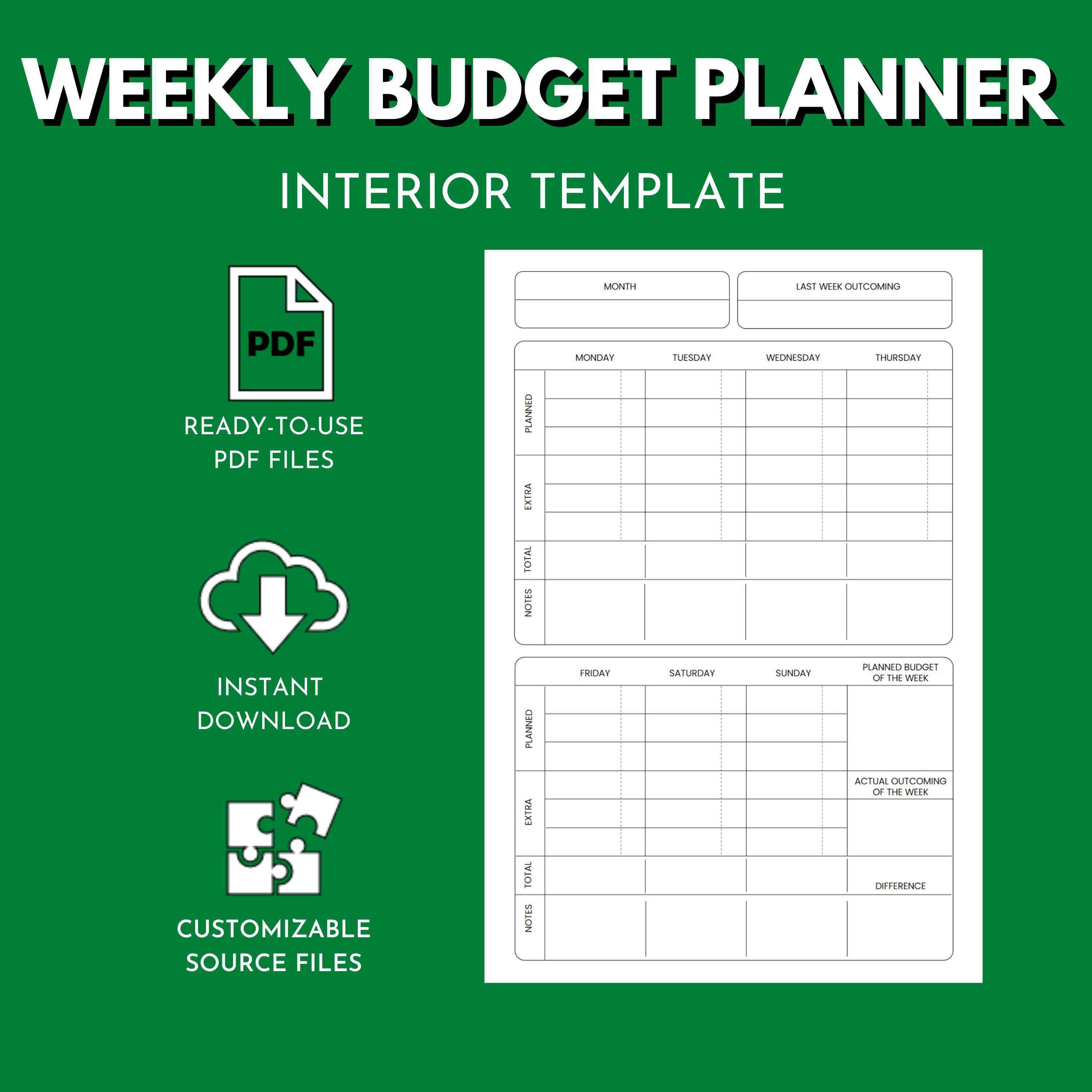 Weekly Budget Planner Amazon KDP Interior Template for Low-Content Book - Payhip