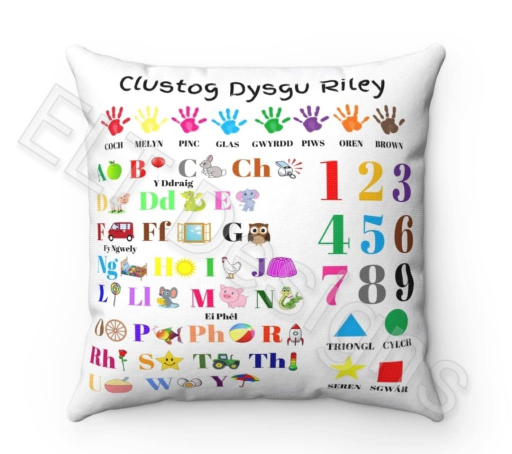 Welsh Learning Cushion Design 1-5 plus alphabet - Payhip