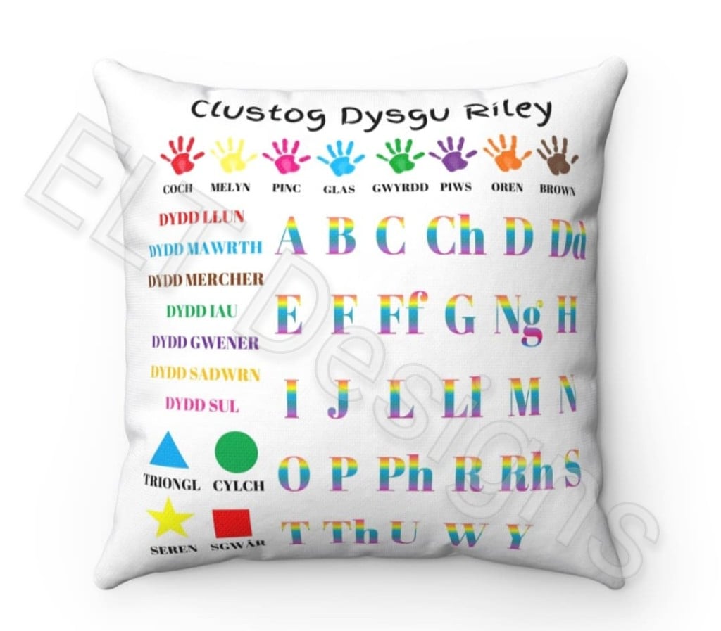 Welsh Learning Cushion Design 1-5 plus alphabet - Payhip