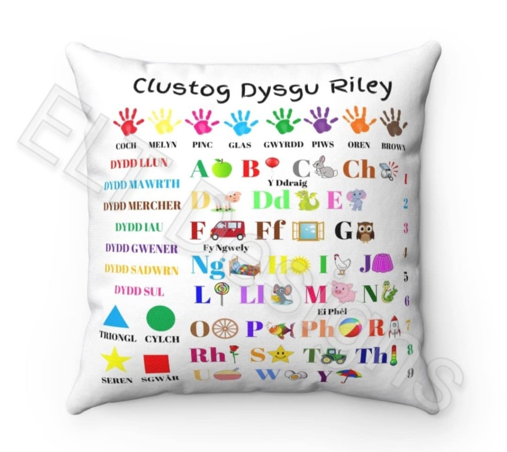 Welsh Learning Cushion Design 1-5 plus alphabet - Payhip